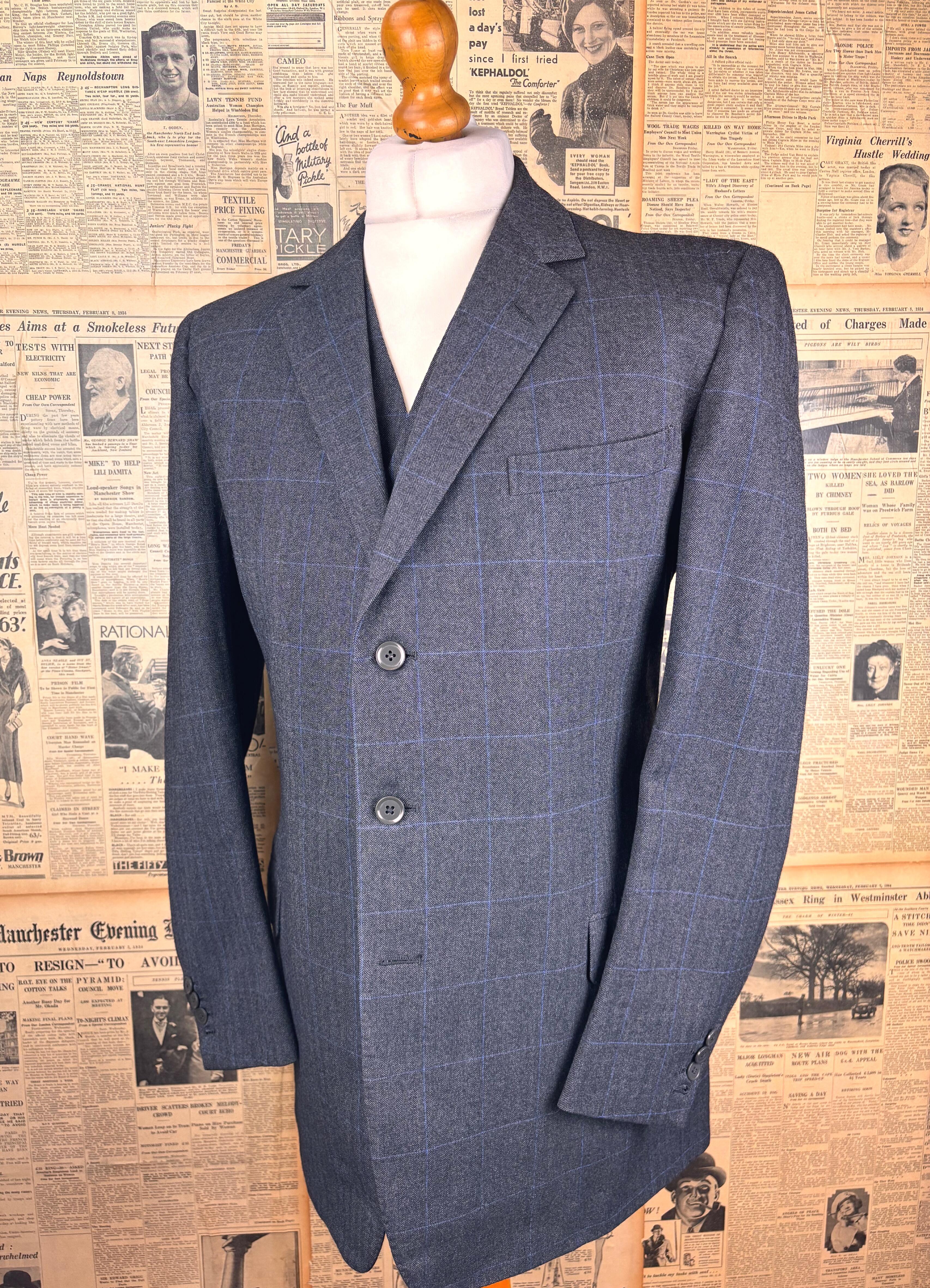 1971 Conway Williams three piece grey suit size 42 long
