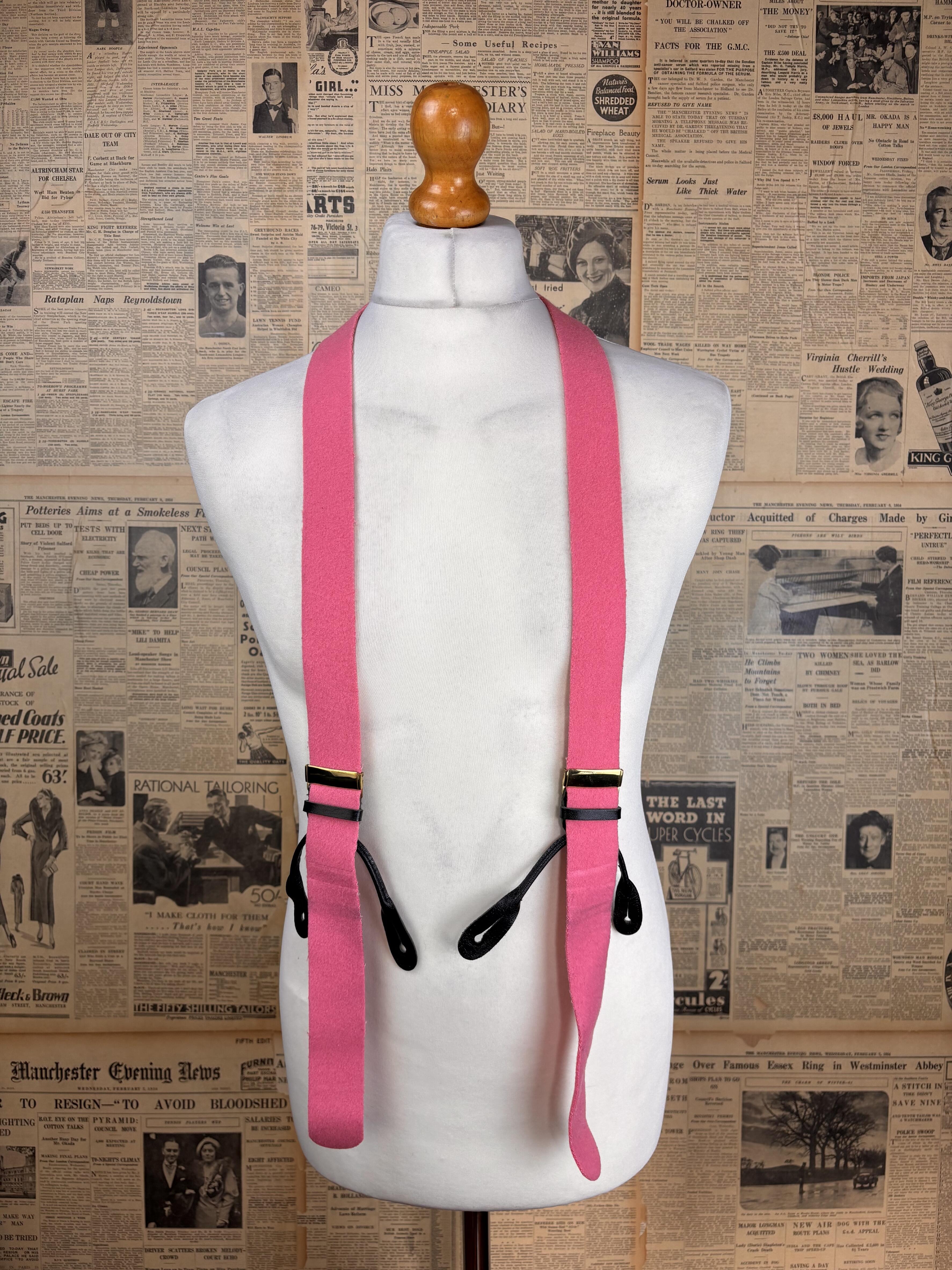 Pink felt trouser button braces