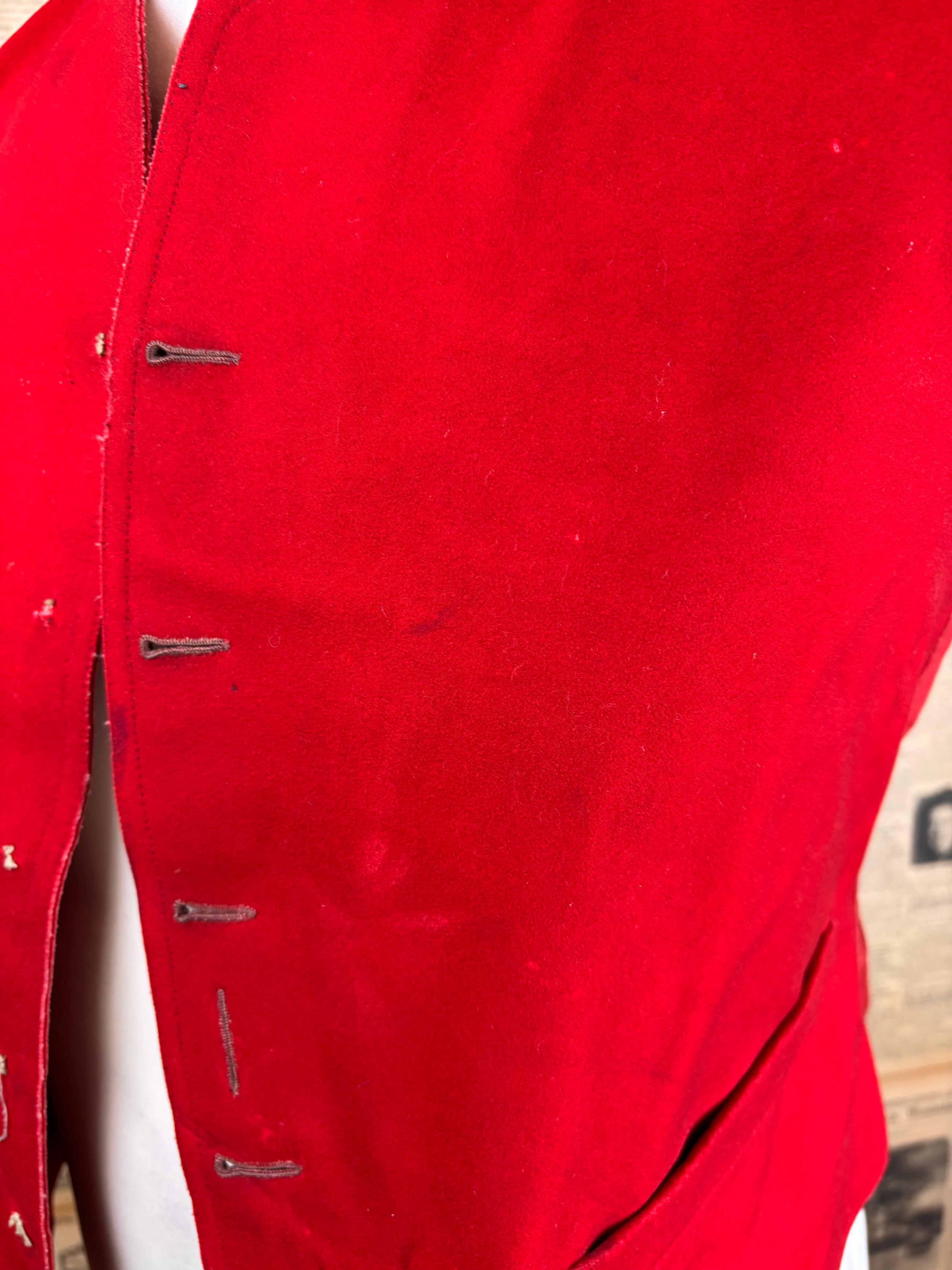 Victorian Edwardian red hunt waistcoat size 38