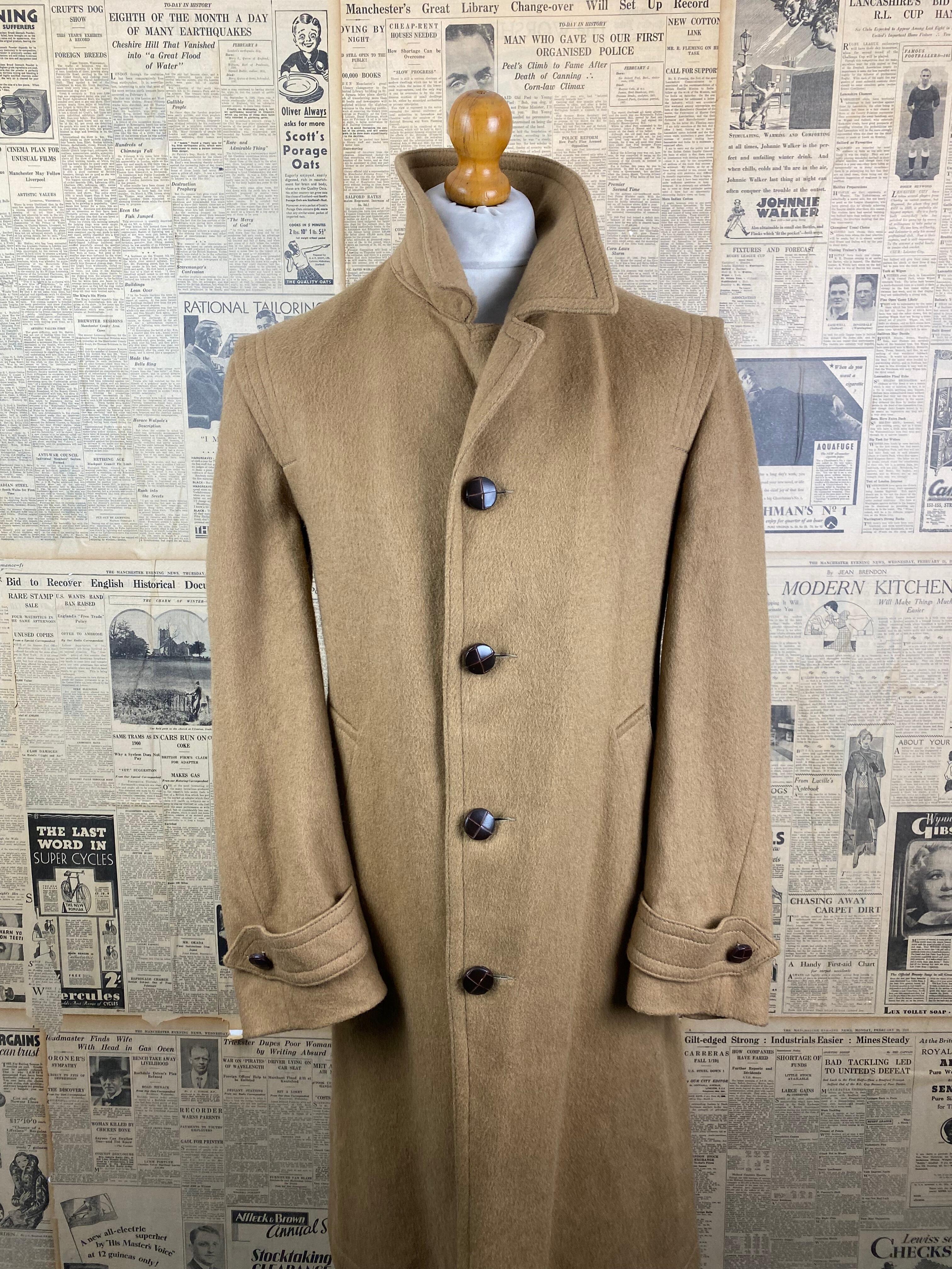 Vintage Loden style overcoat camel colour size 40