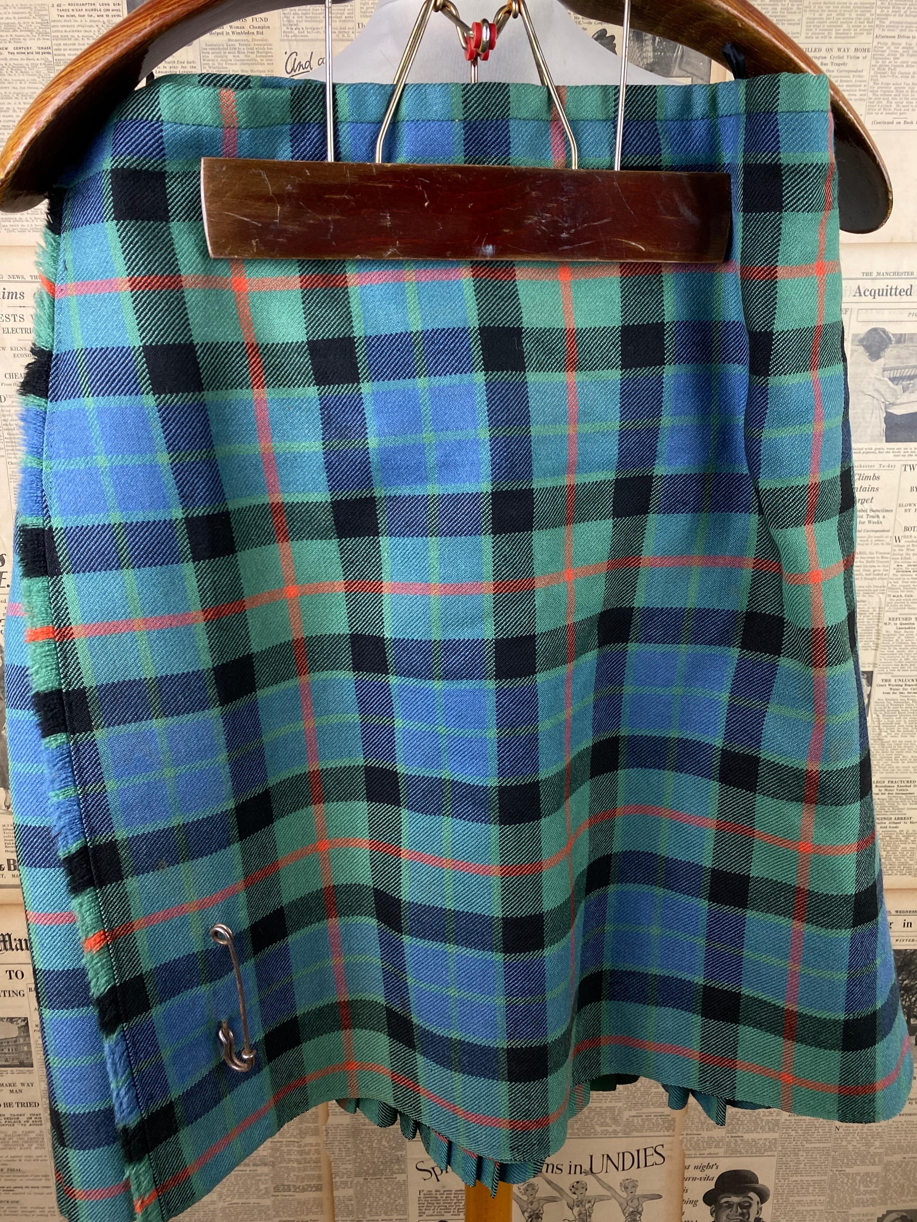 Vintage bespoke Campbell check kilt size 32 34