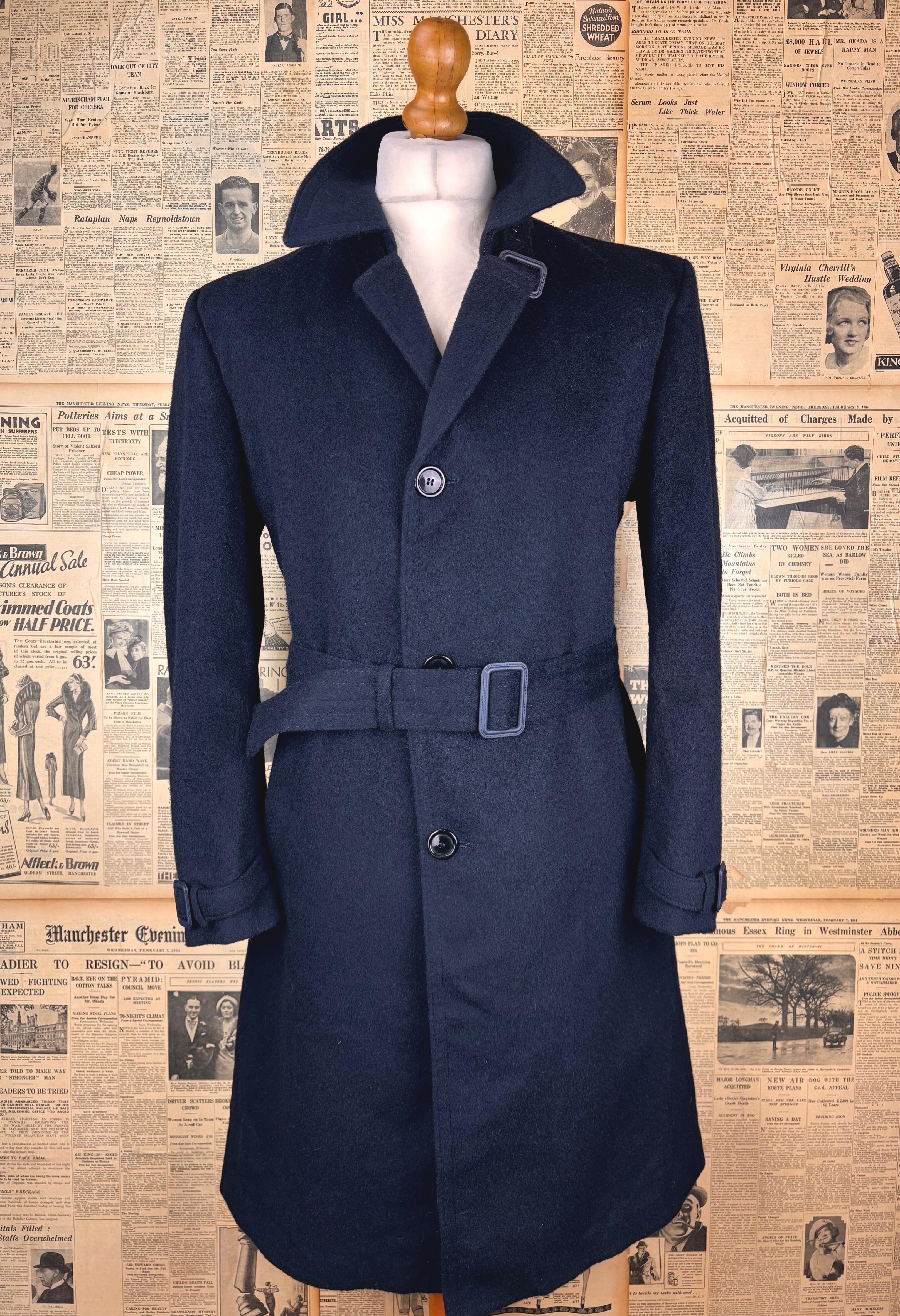 Blue loden wool overcoat size 40 reg