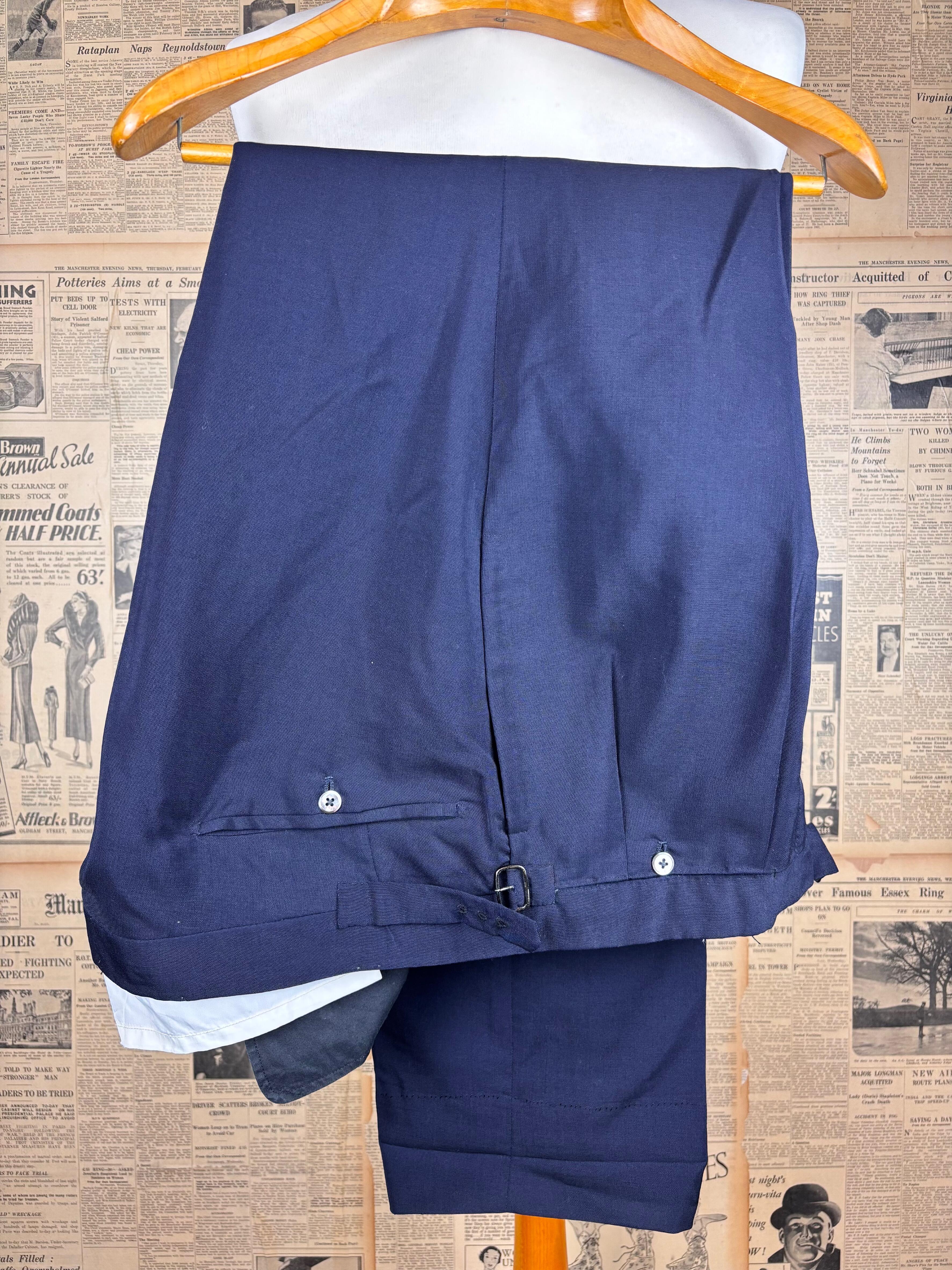 Stovel & Mason 1960's savile Row navy blue trousers size 36 38