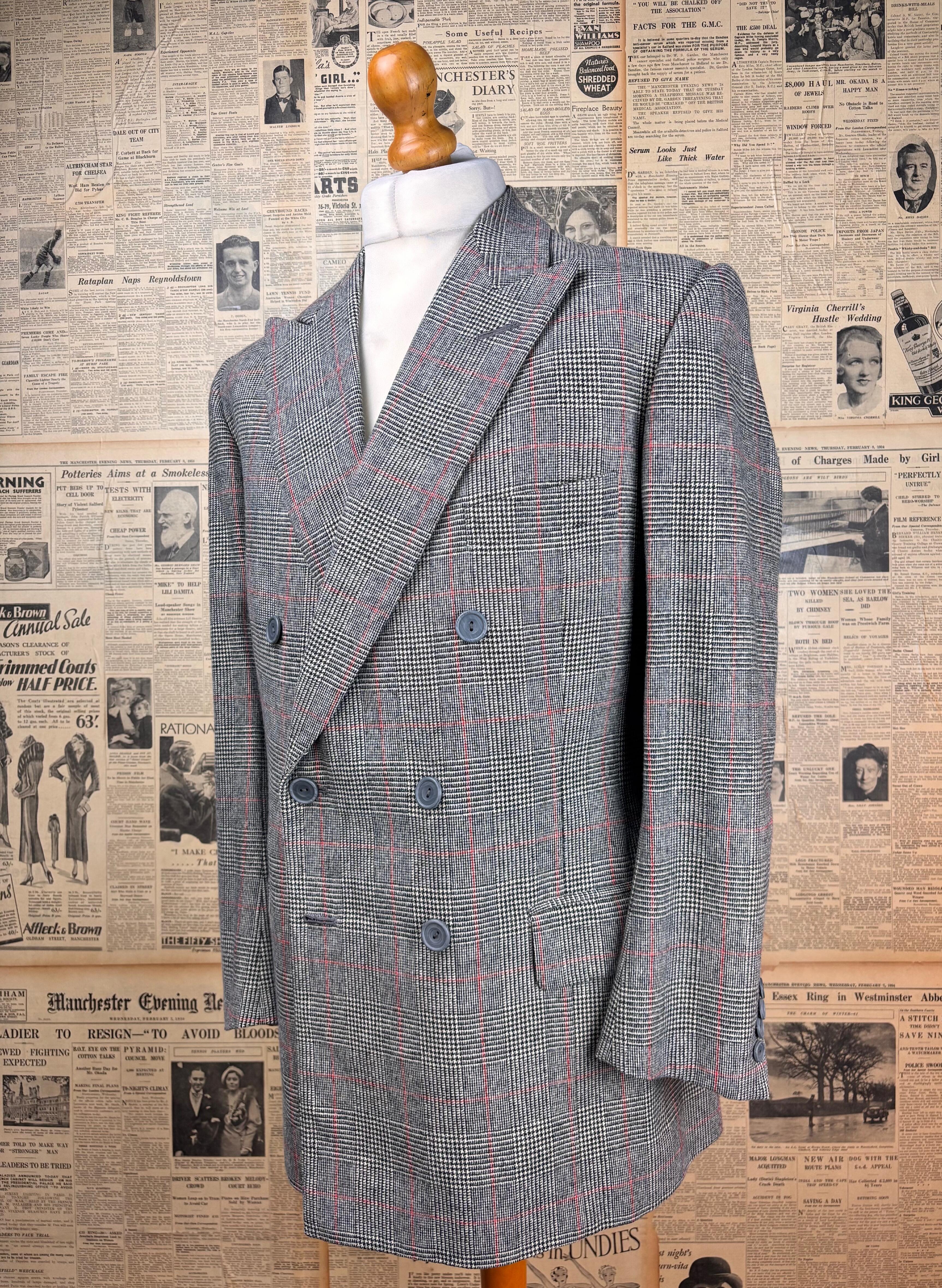Henry Poole heavy flannel Prince of Wales suit size 42 reg