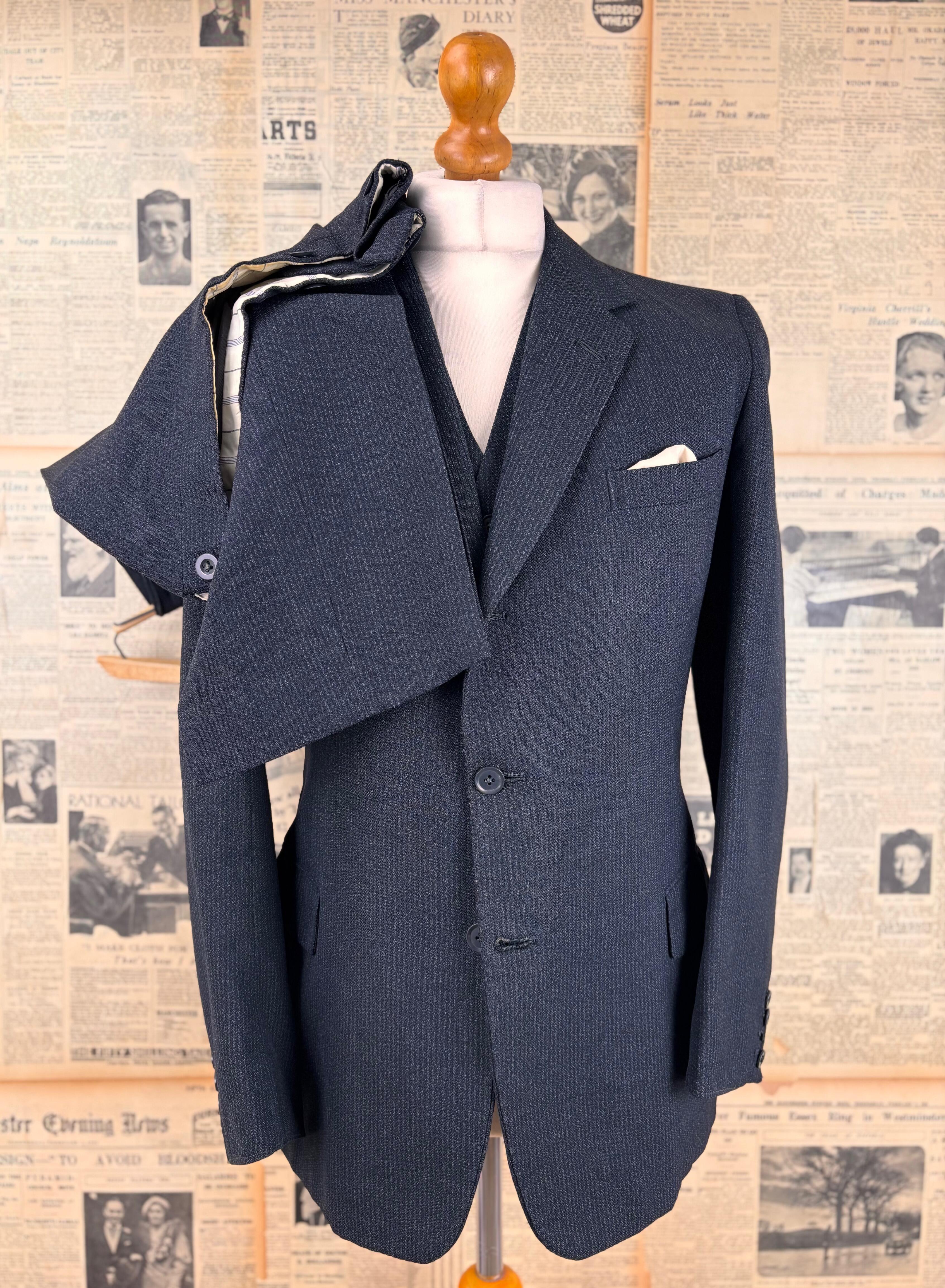 1960's three piece grey bespoke suit size 40