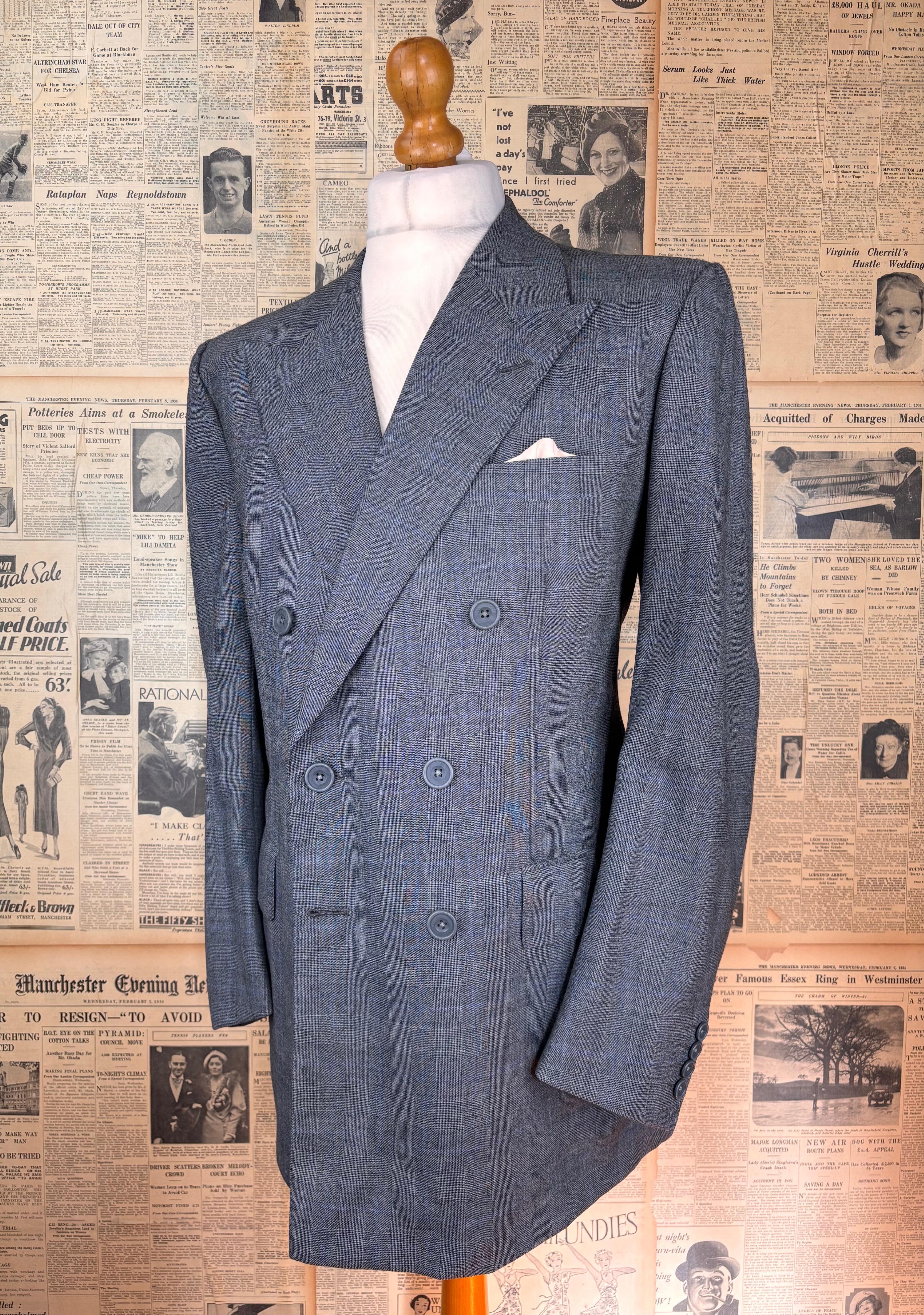 1991 Peter Moore Savile Row Prince of Wales DB suit size 42 long