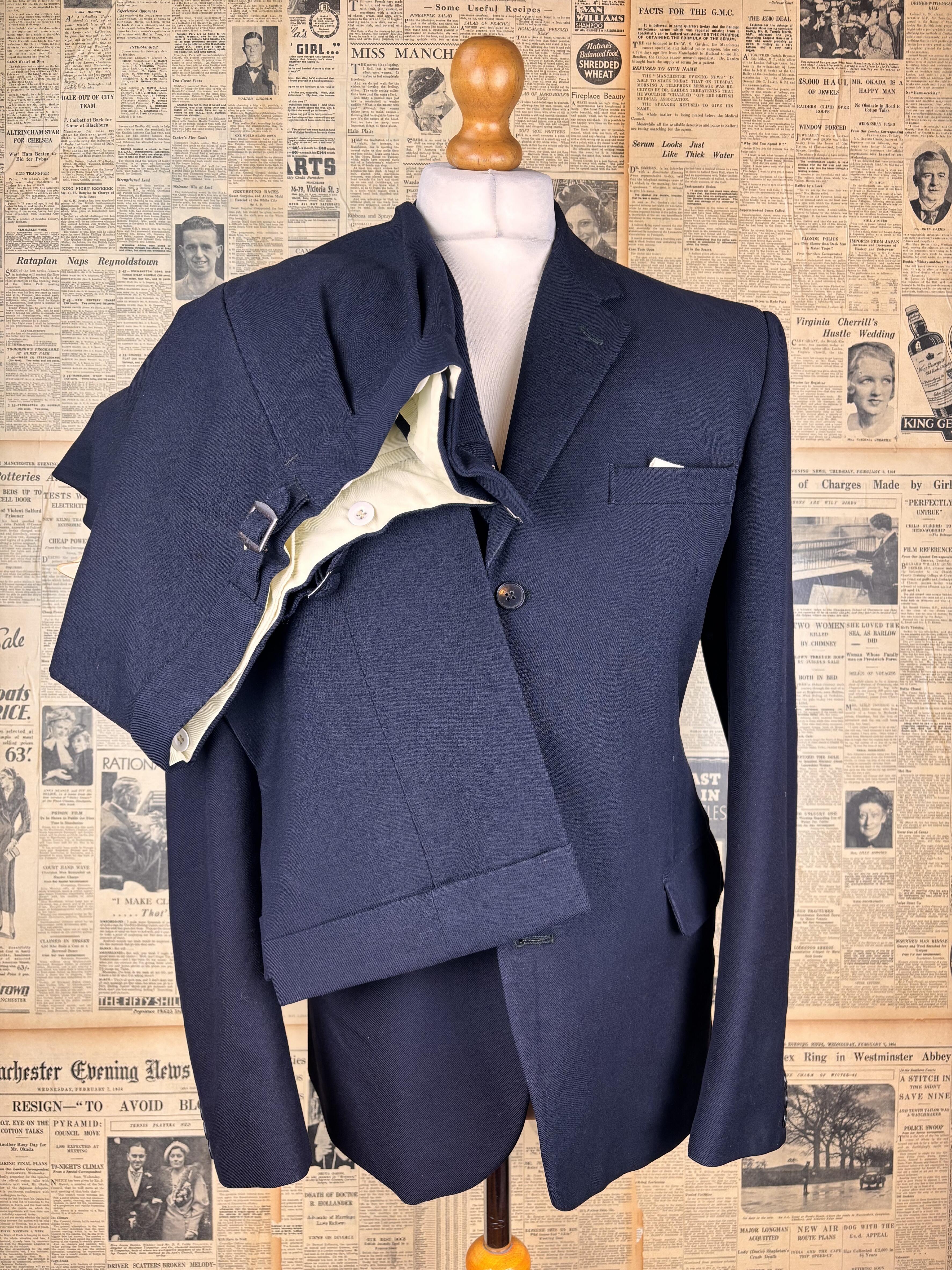 1940's style Hardy Amies navy blue suit size 40 long