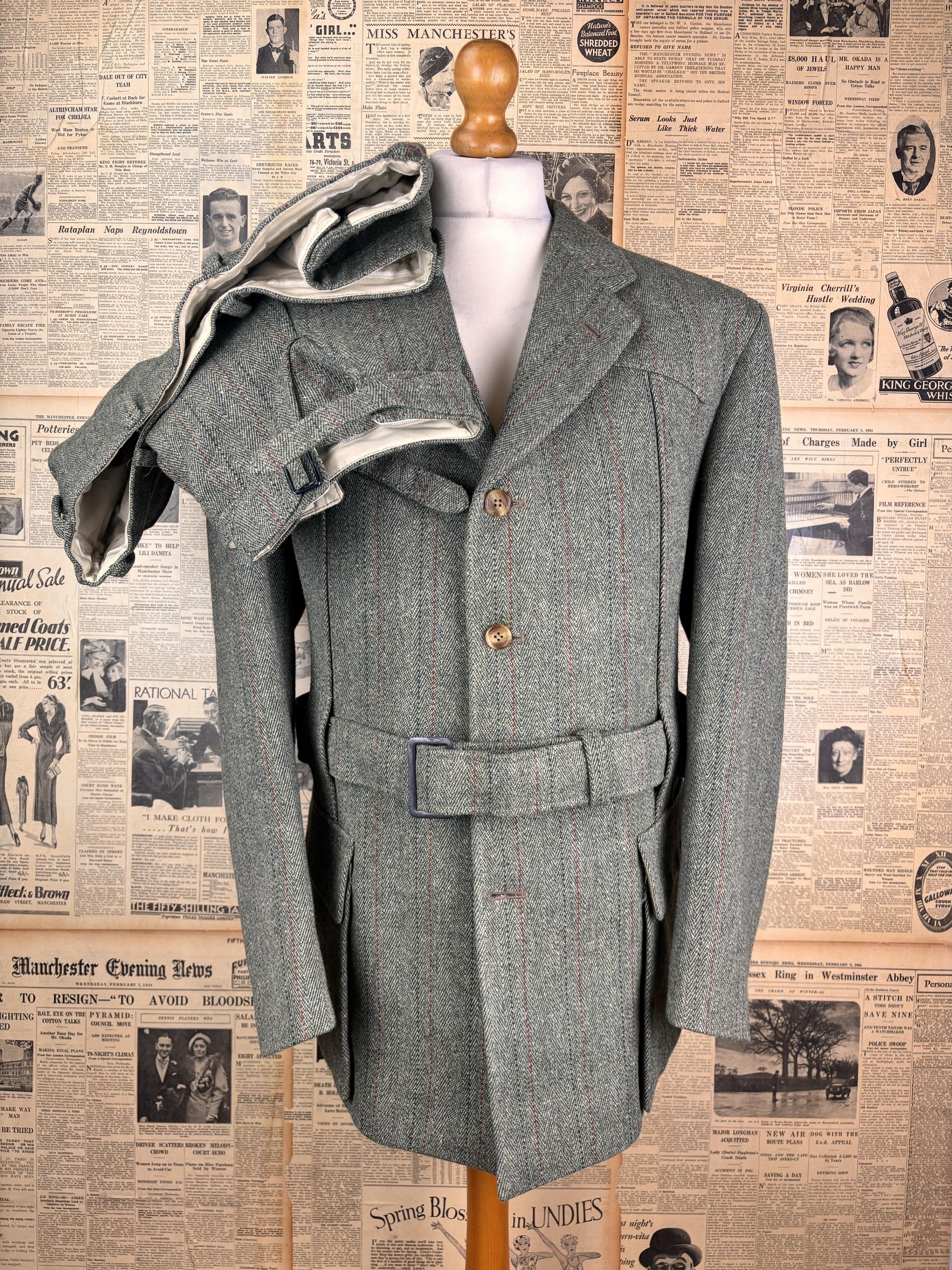 Beaver three piece Norfolk tweed shooting suit size 44 46