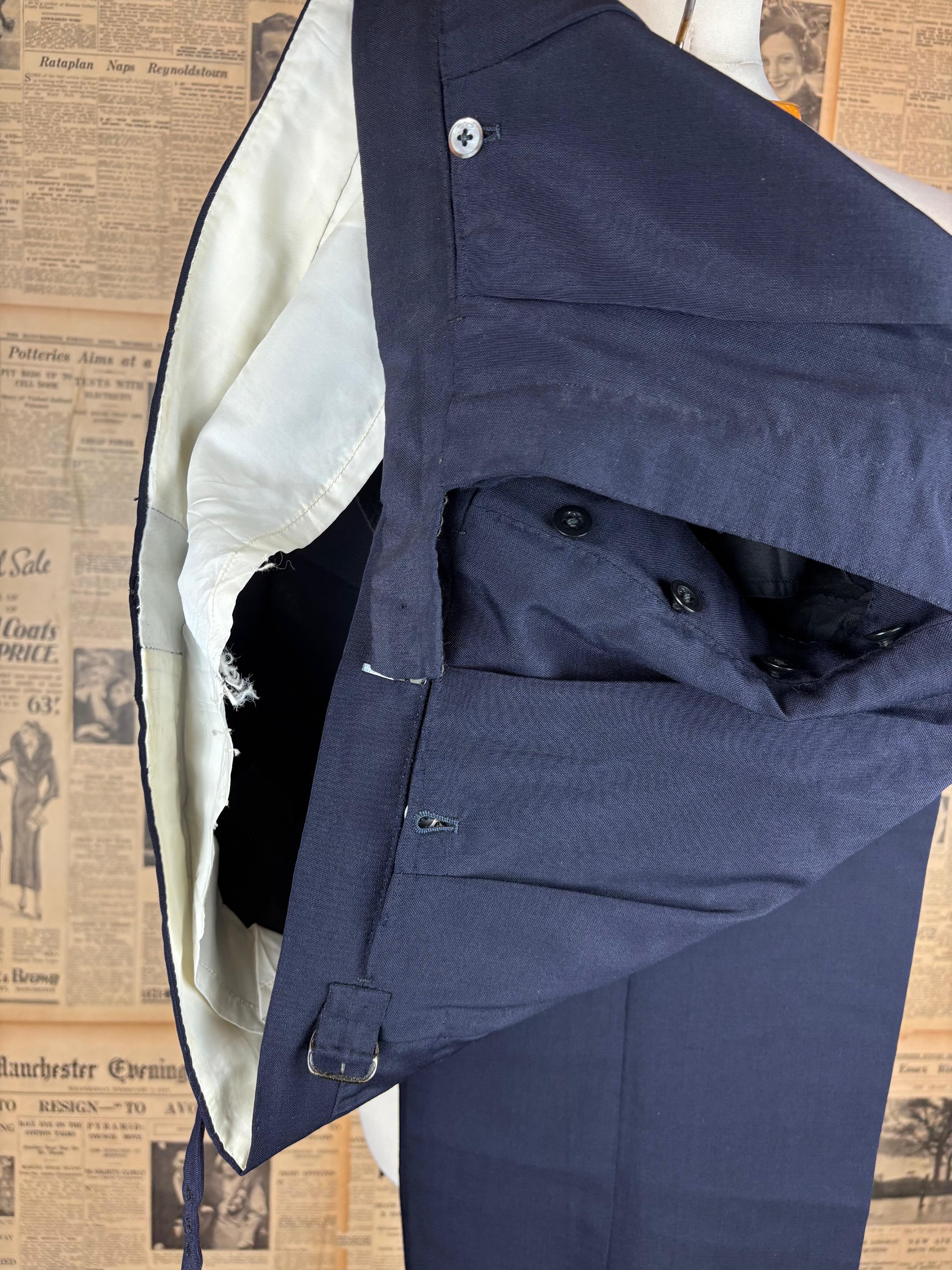 Stovel & Mason 1960's savile Row navy blue trousers size 36 38