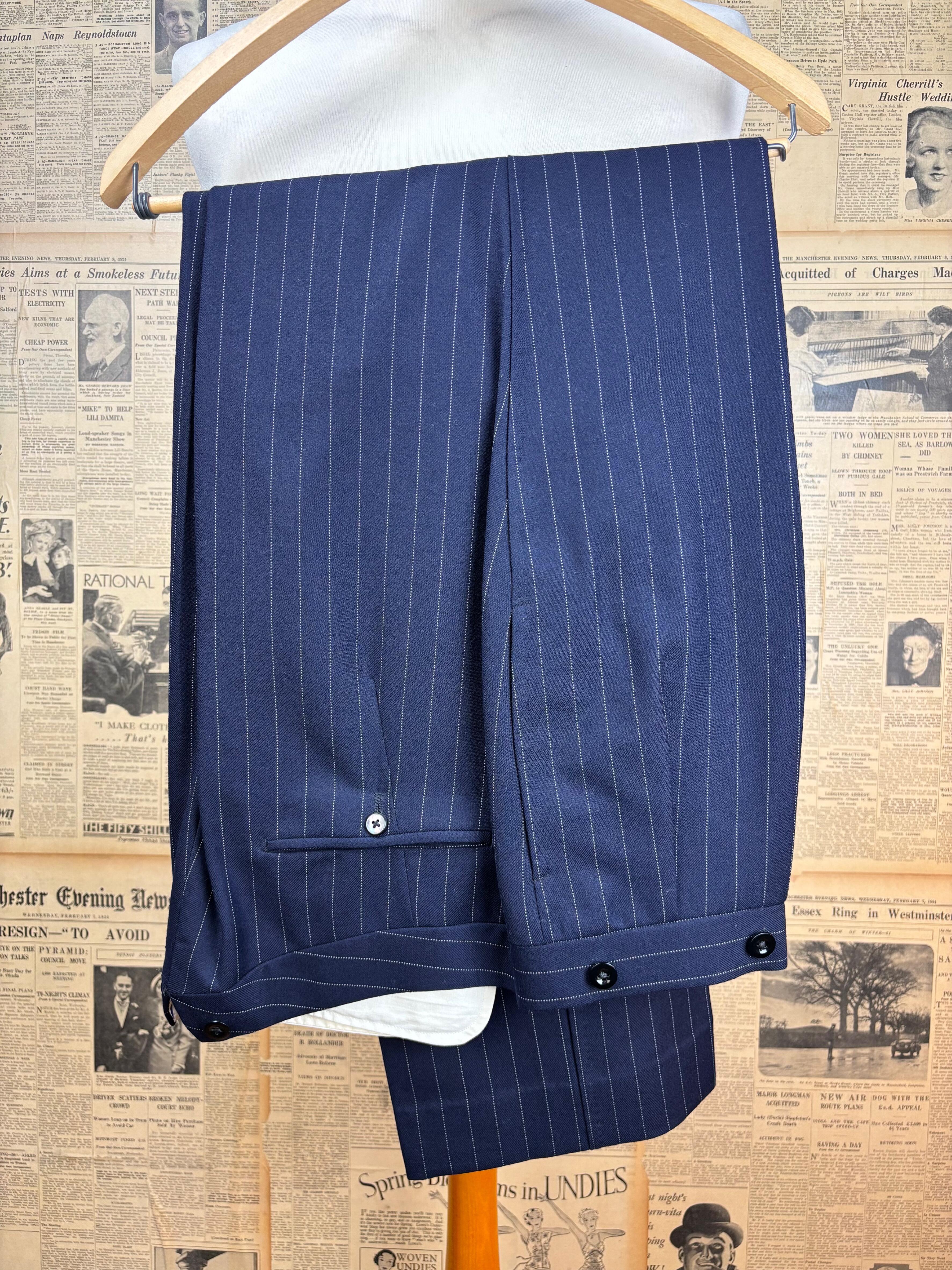 1993 Blue chalk stripe Henry Poole suit size 42 44