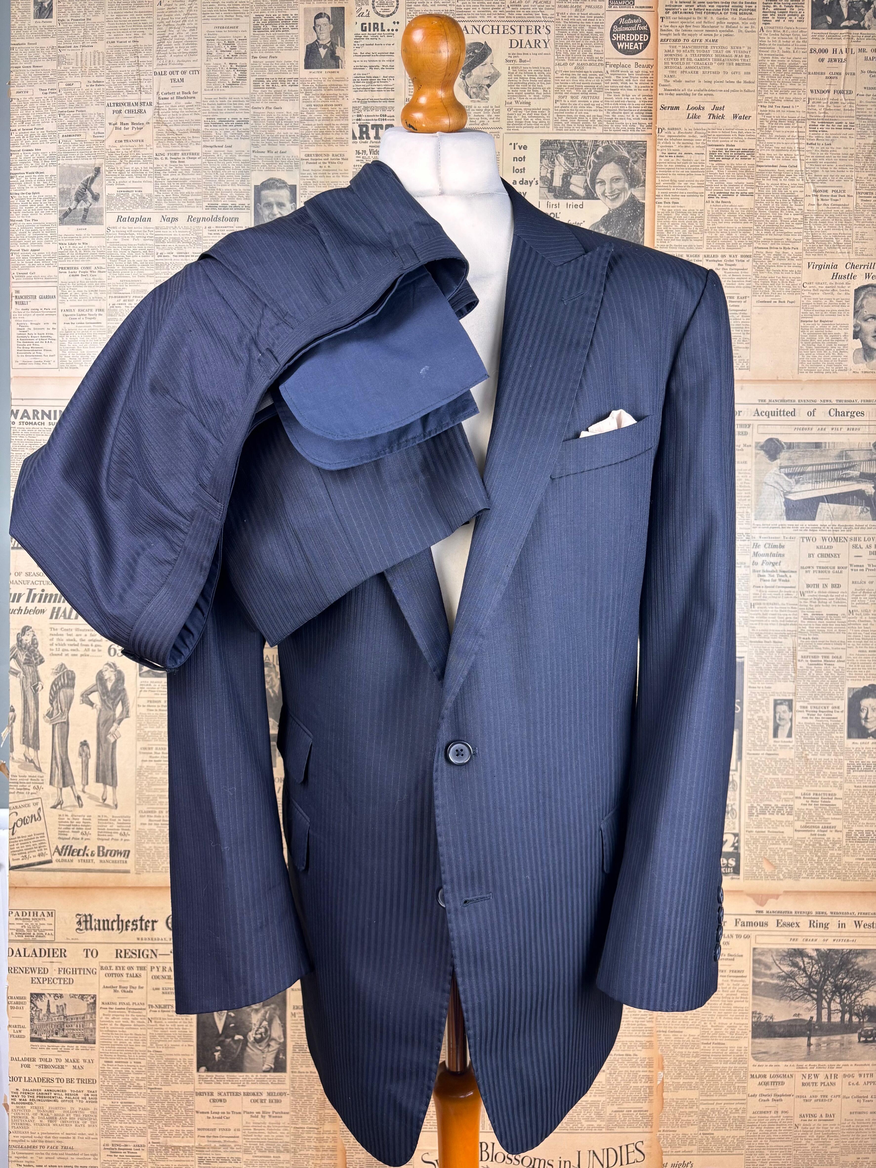 Bespoke Timeless striped navy suit size 46 48