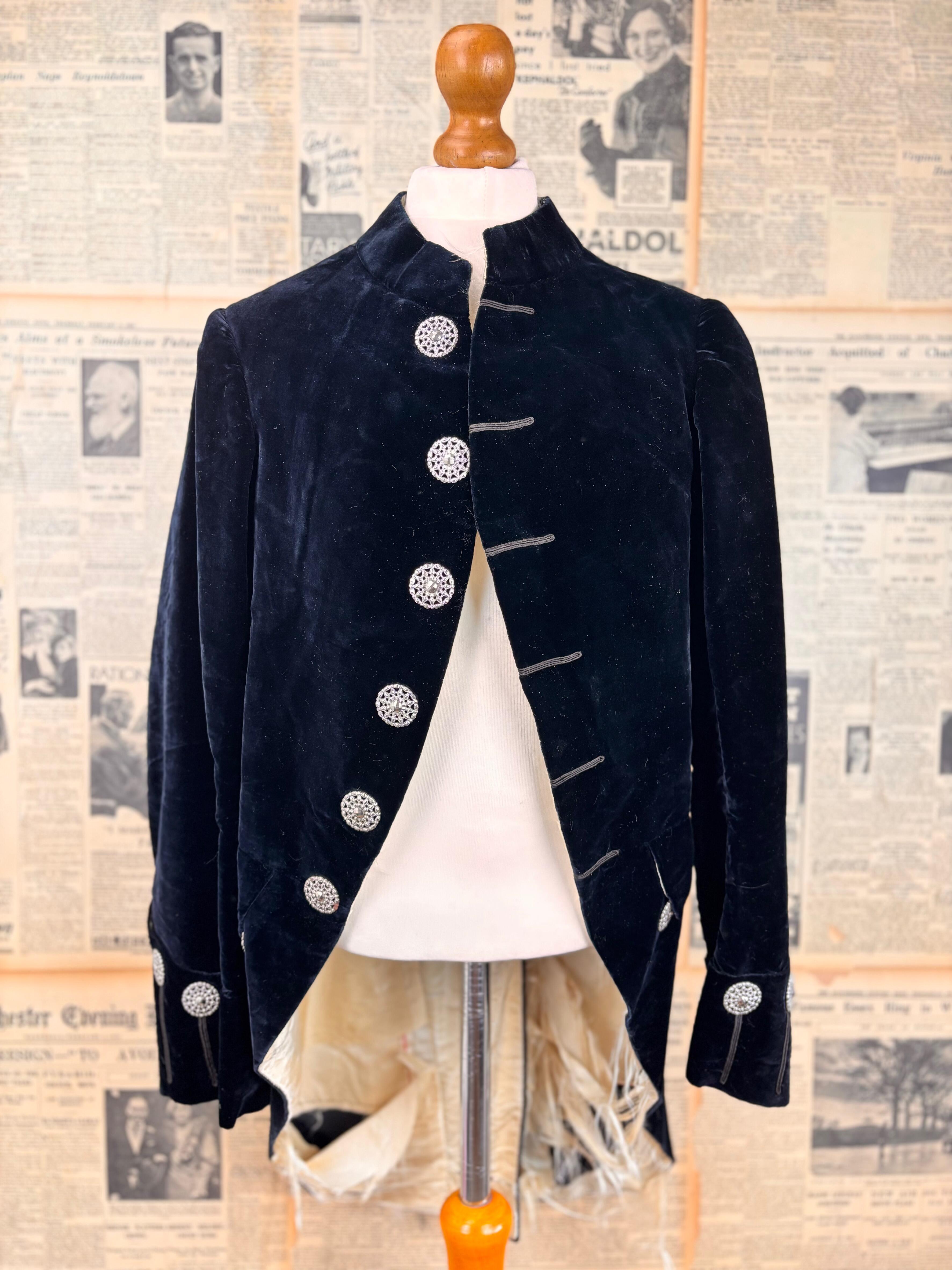 Bespoke Edwardian silk velvet court dress suit size 34 short