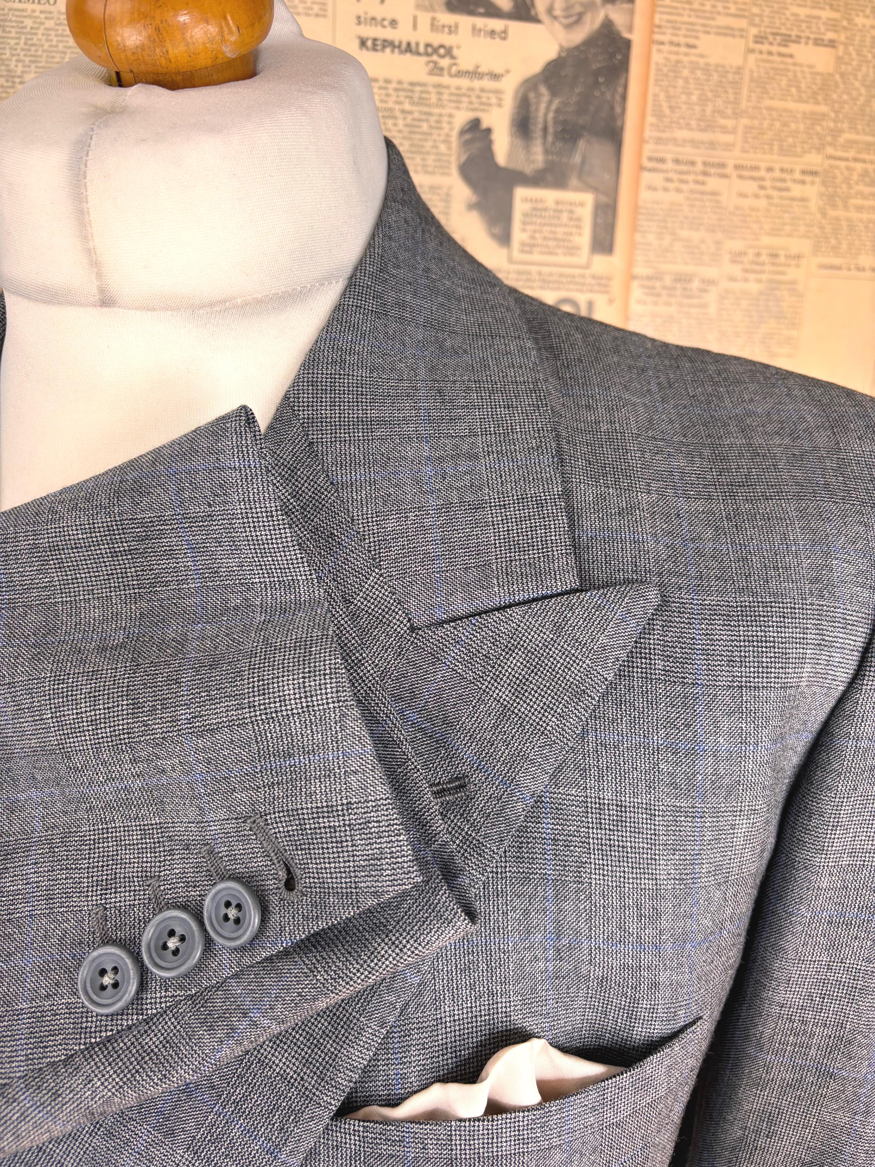 1991 Peter Moore Savile Row Prince of Wales DB suit size 42 long