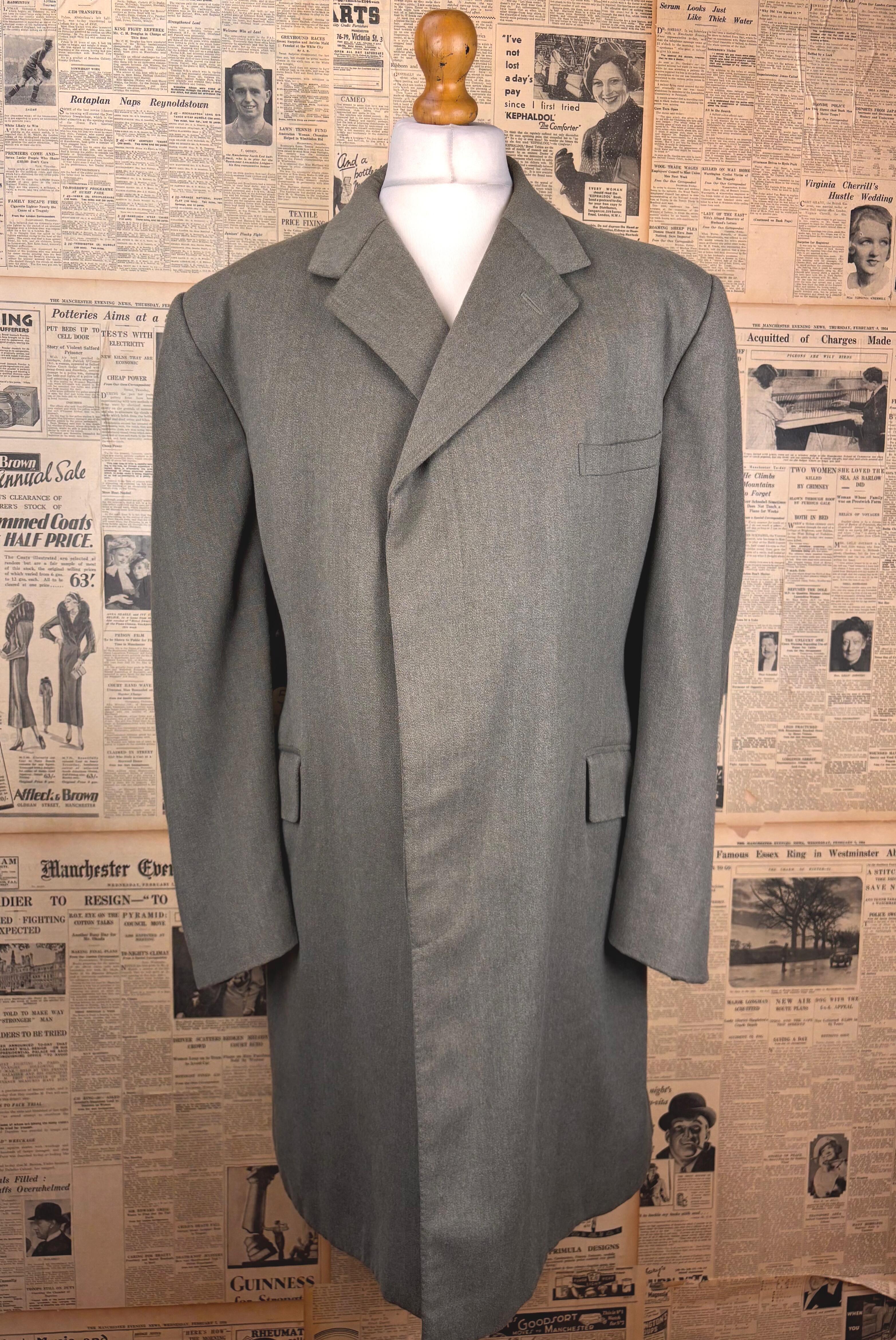 Moss bros vintage covert coat size 46 48 long