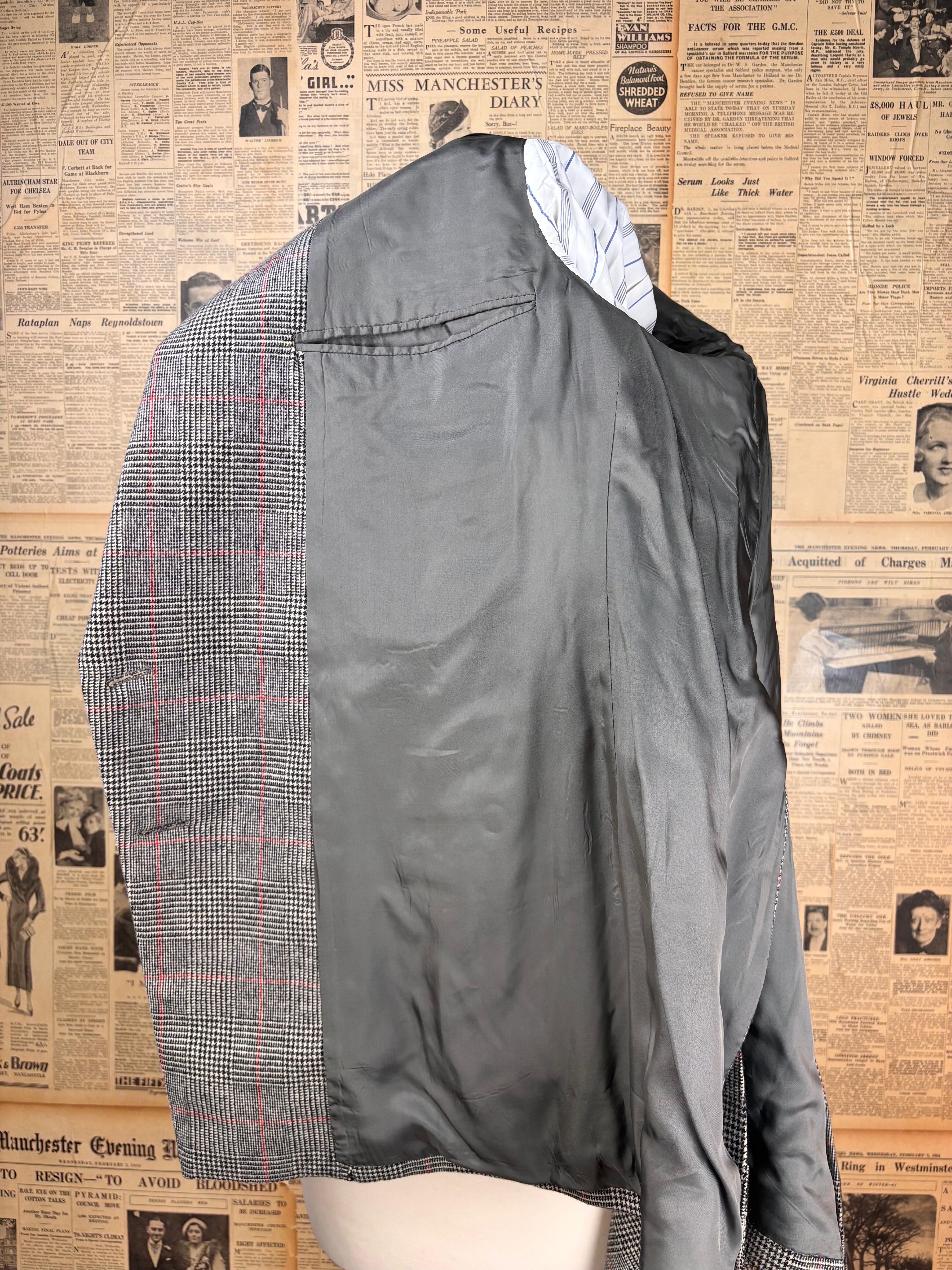 Henry Poole heavy flannel Prince of Wales suit size 42 reg