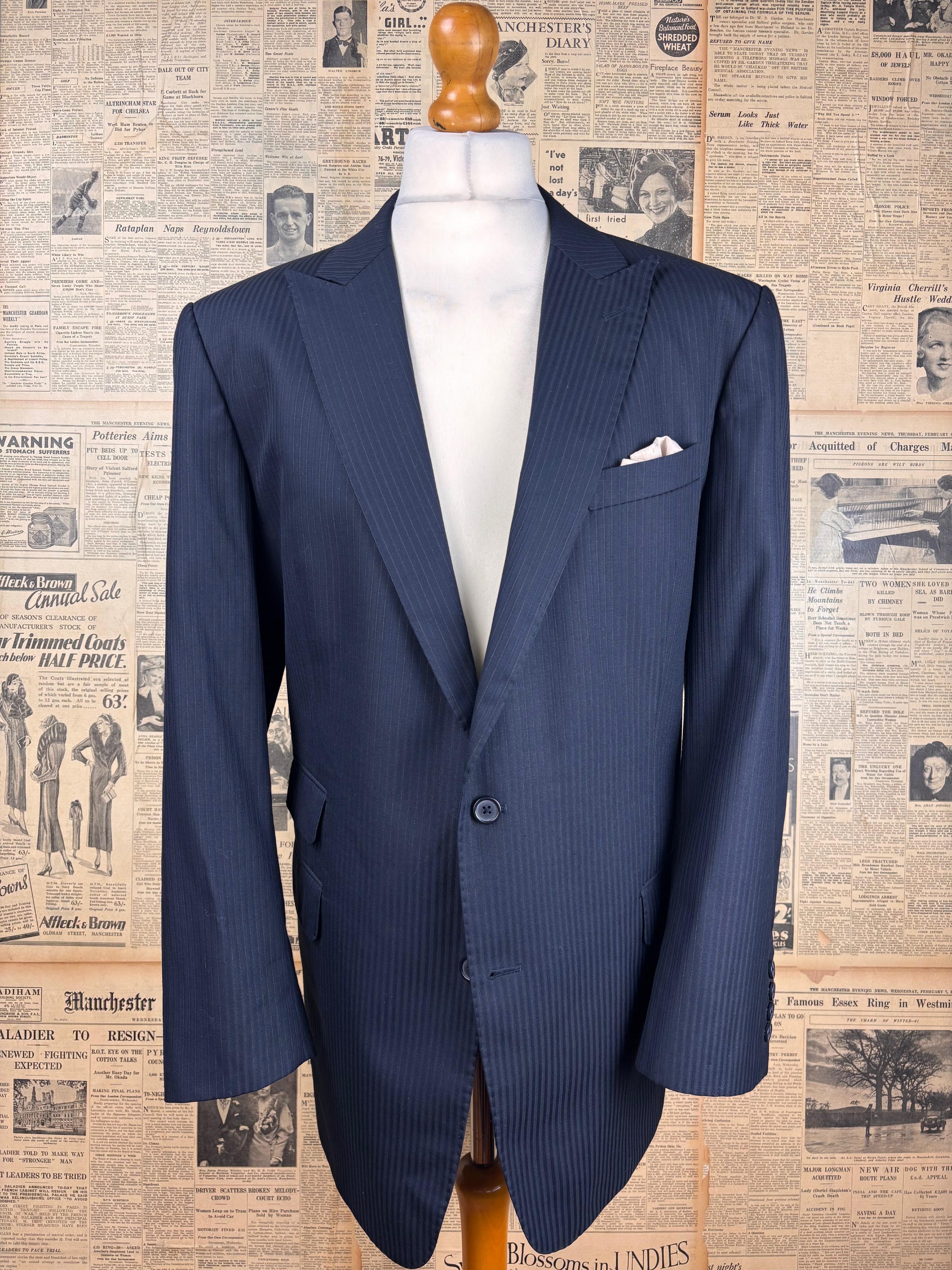 Bespoke Timeless striped navy suit size 46 48