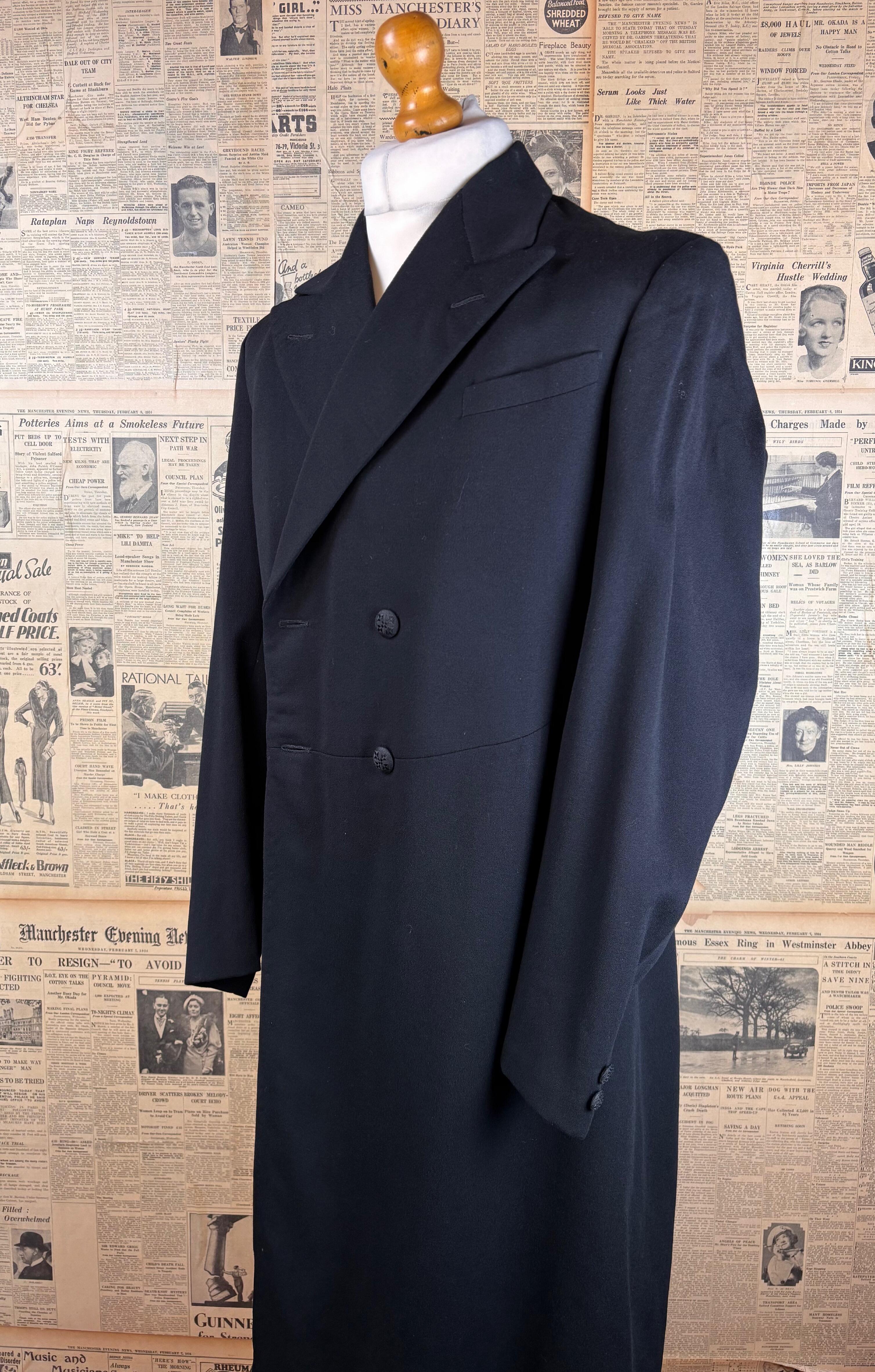 1920's four button frock coat size 40 42 long