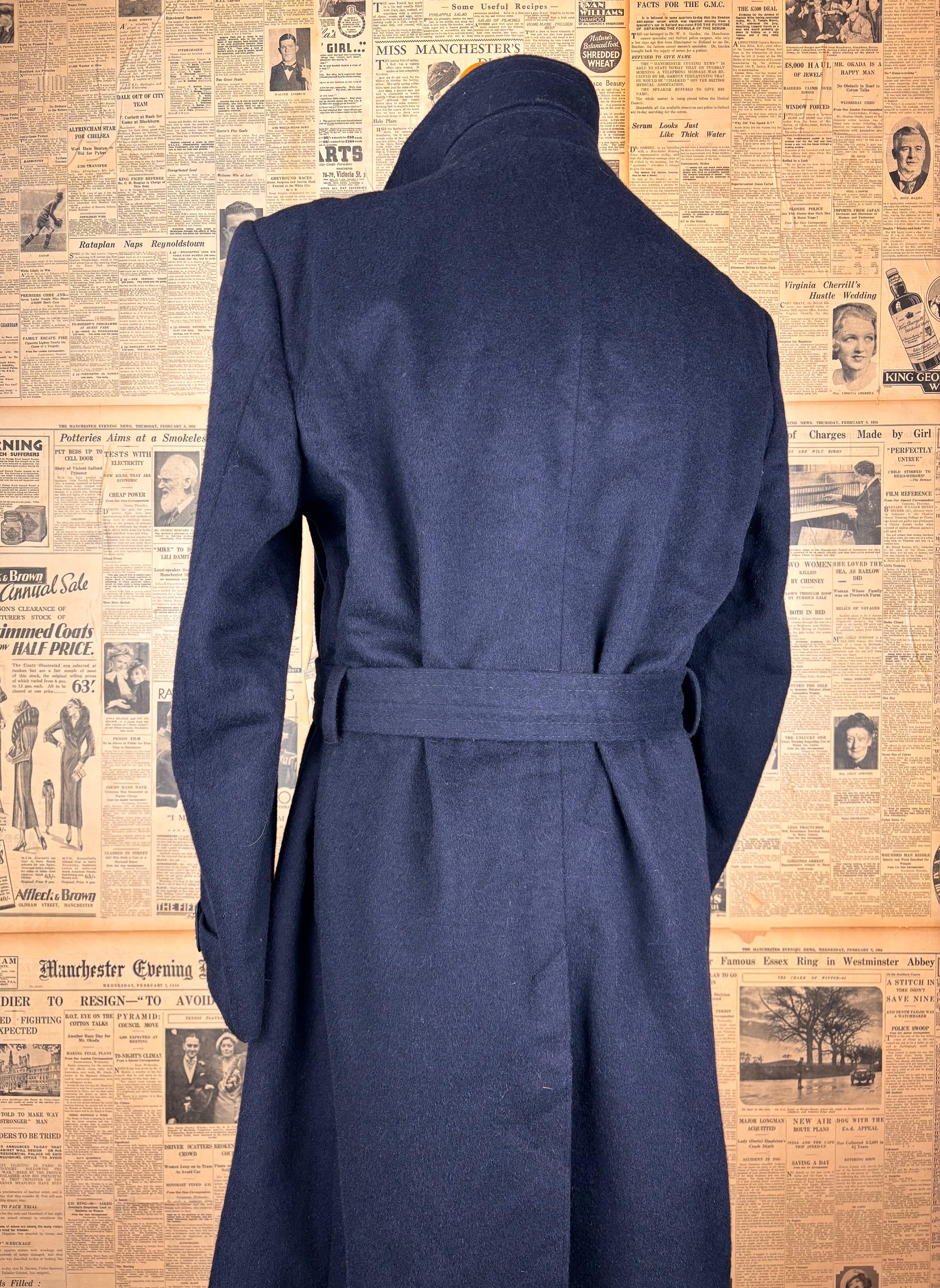 Blue loden wool overcoat size 40 reg