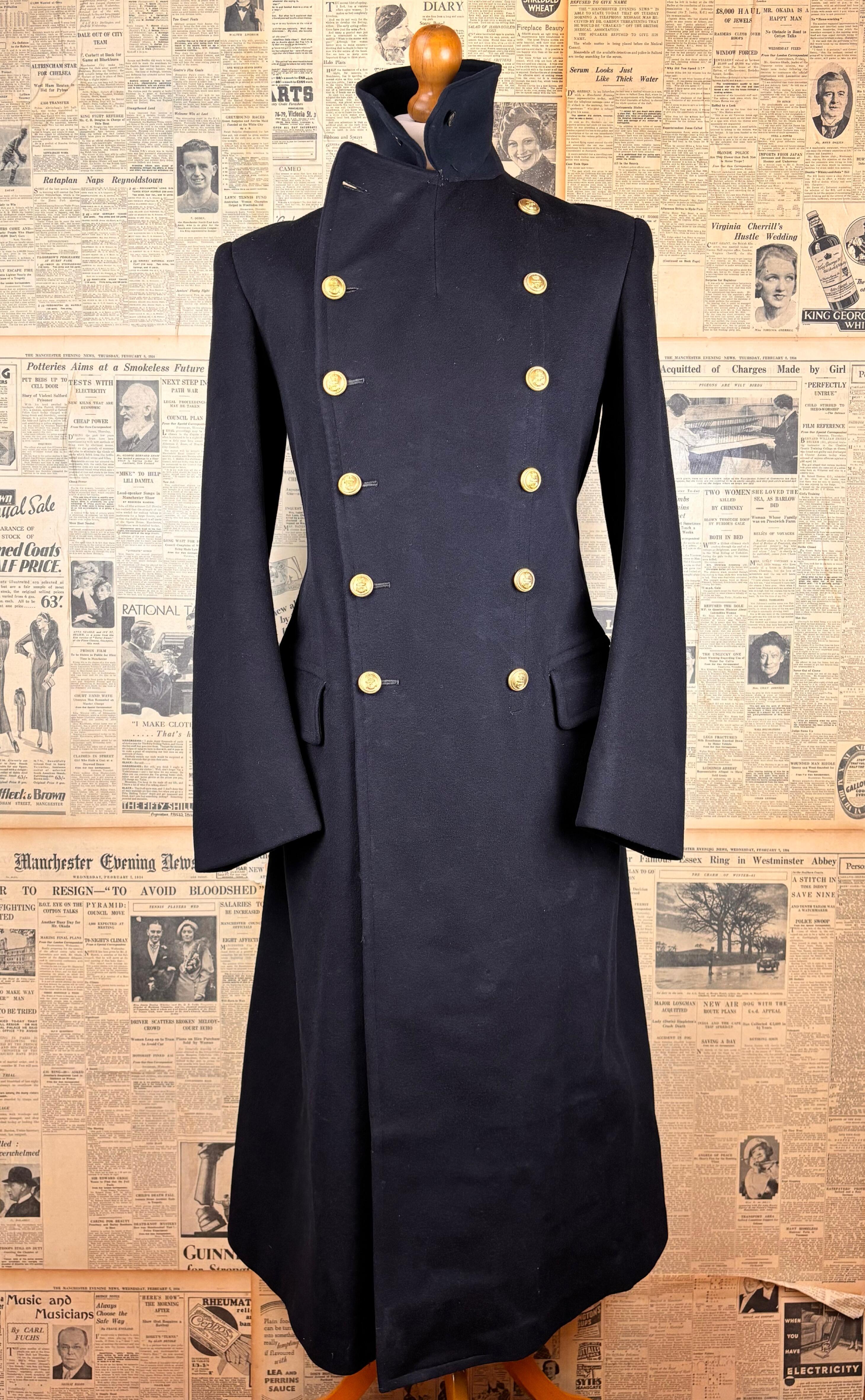 1943 WW2 naval officers doe skin greatcoat size 38 40 long