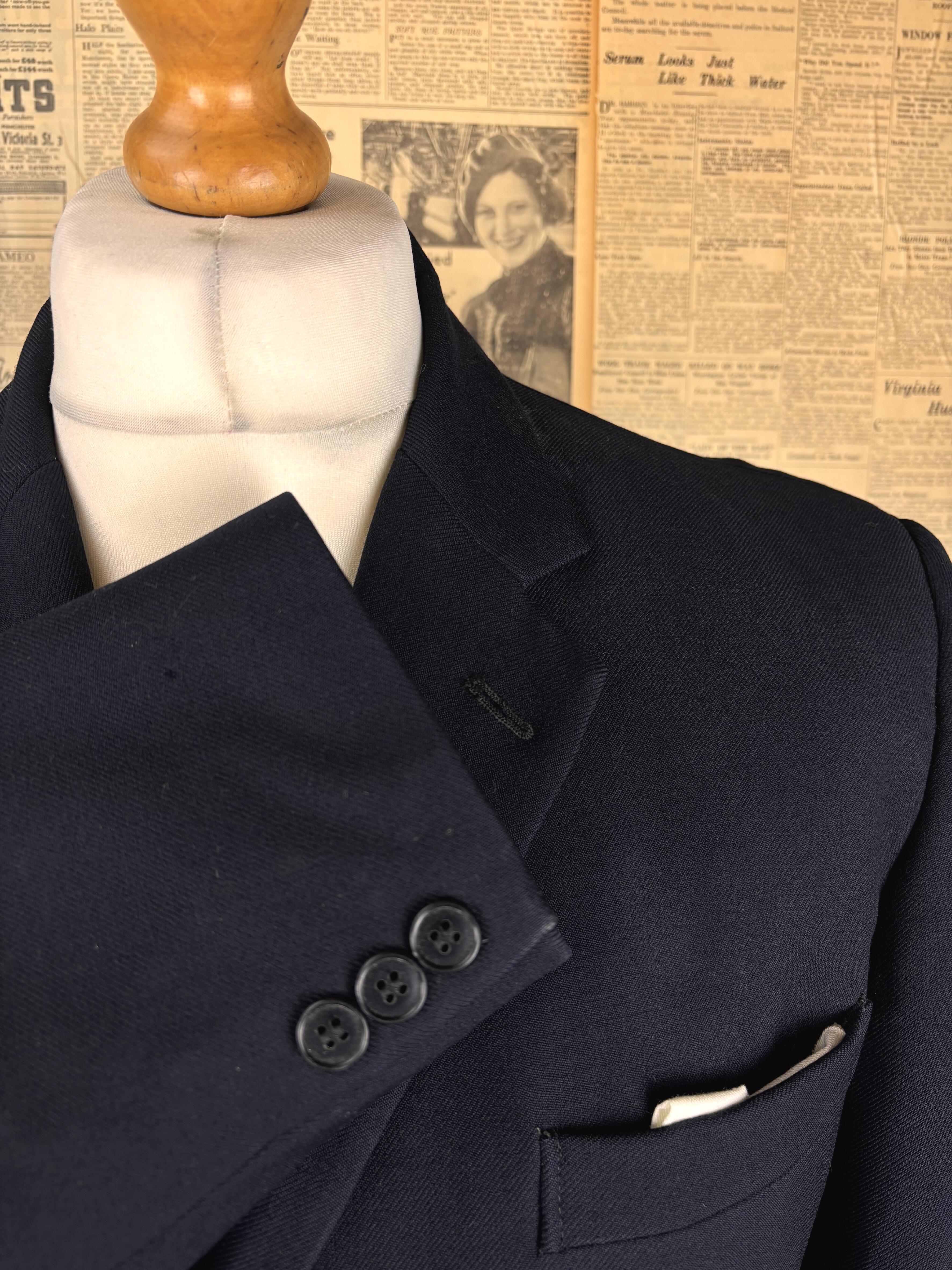 1940's style Hardy Amies navy blue suit size 40 long