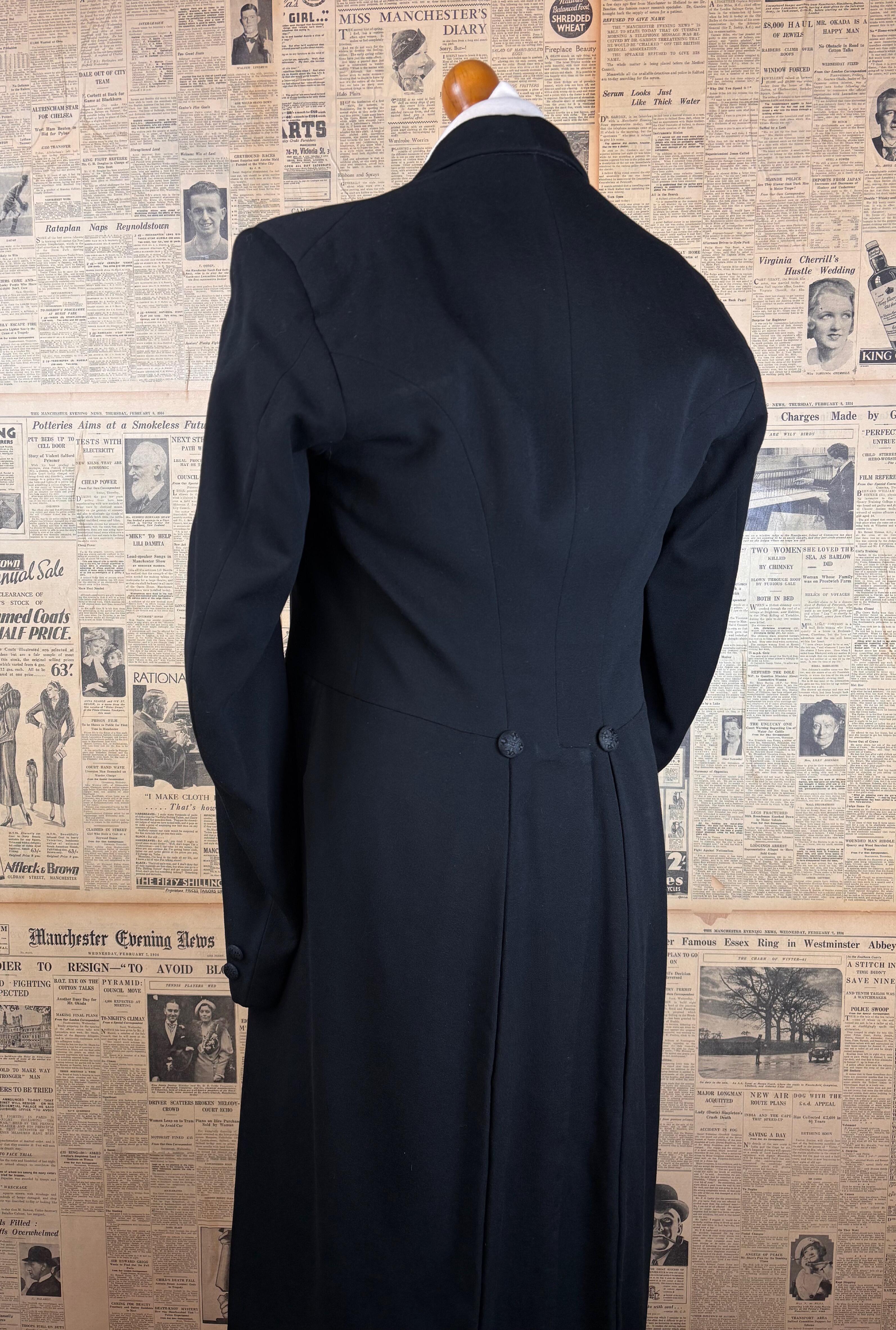 1920's four button frock coat size 40 42 long