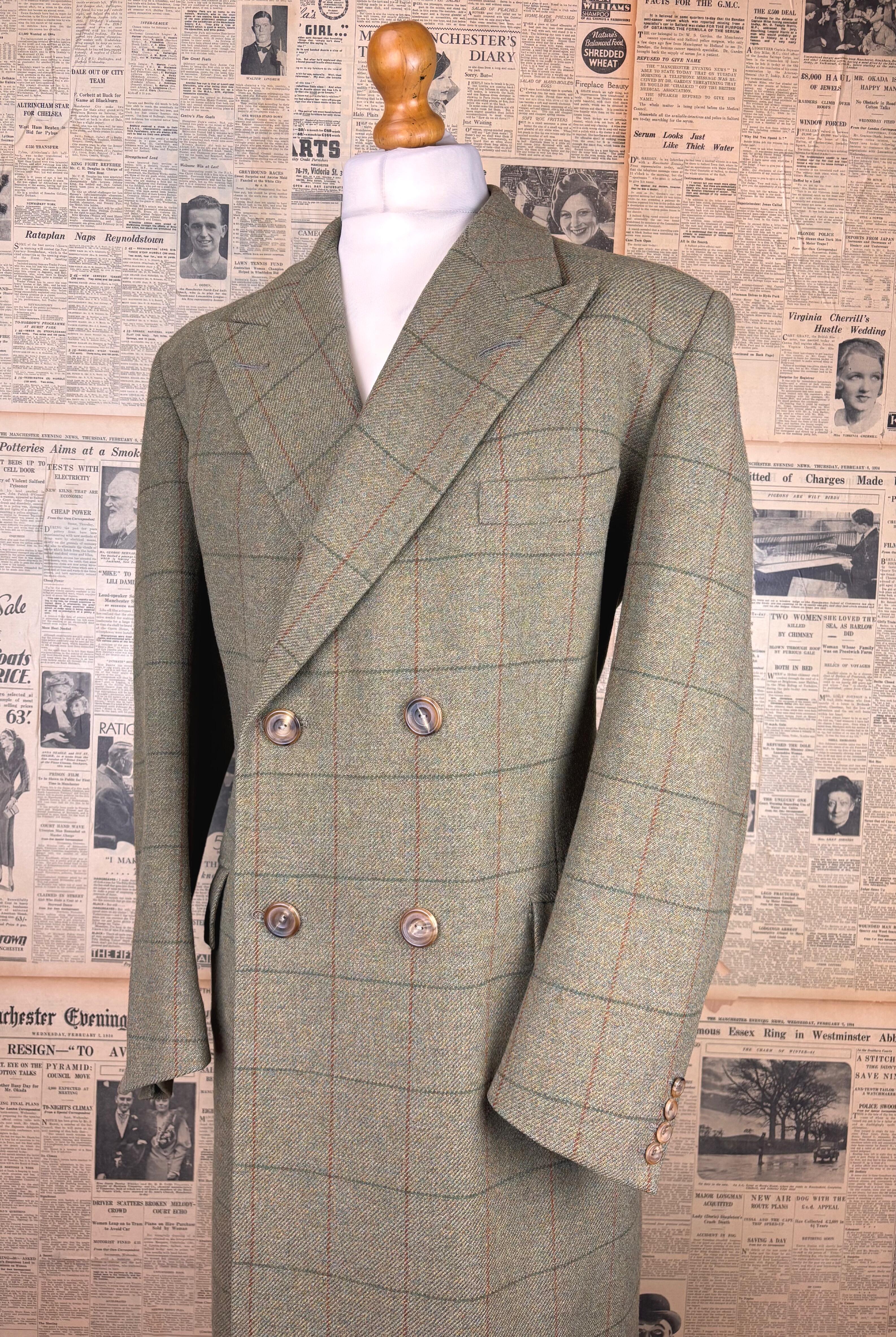Welsh & Jefferies Savile Row tweed overcoat size 46 long