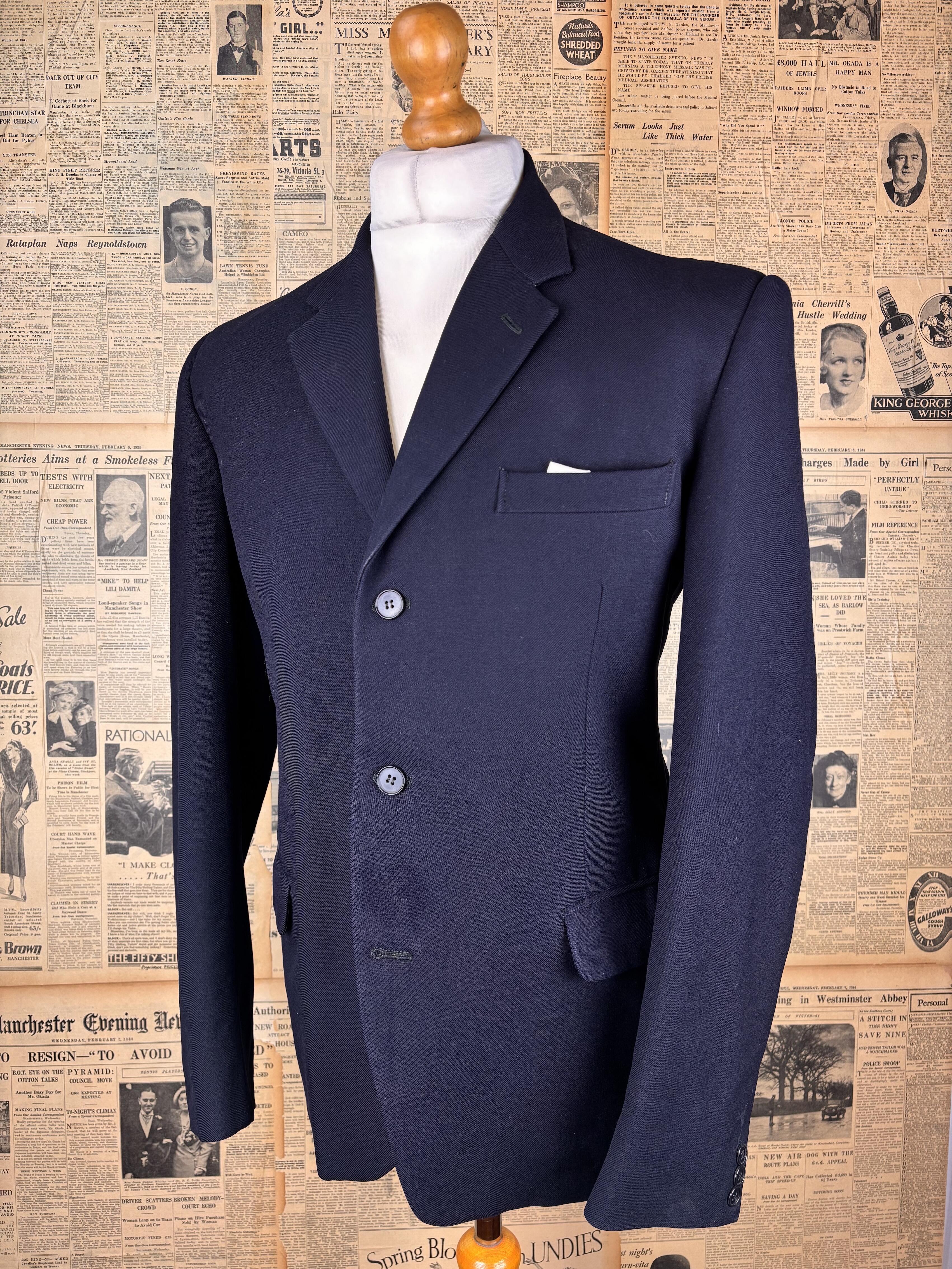 1940's style Hardy Amies navy blue suit size 40 long