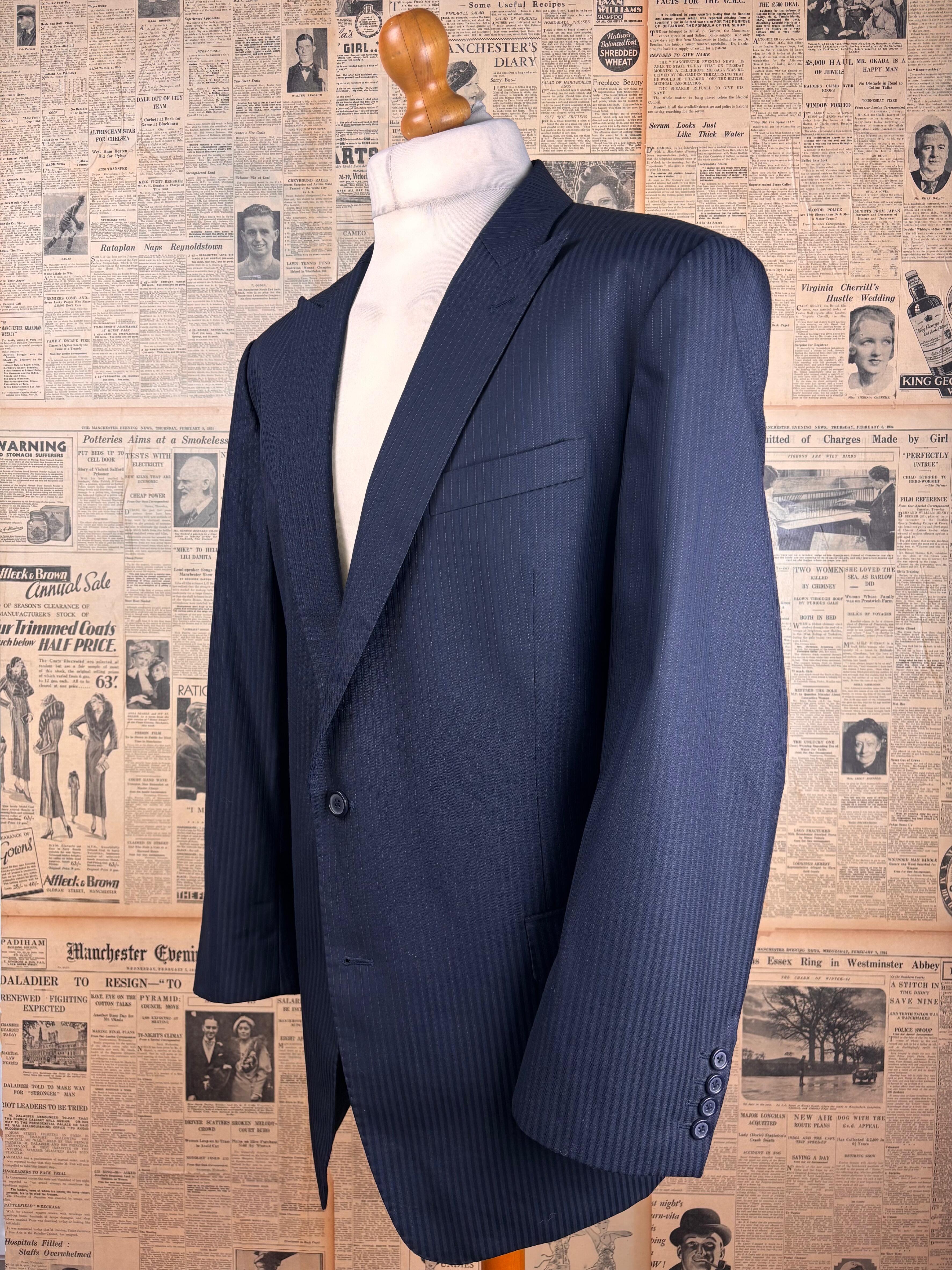 Bespoke Timeless striped navy suit size 46 48