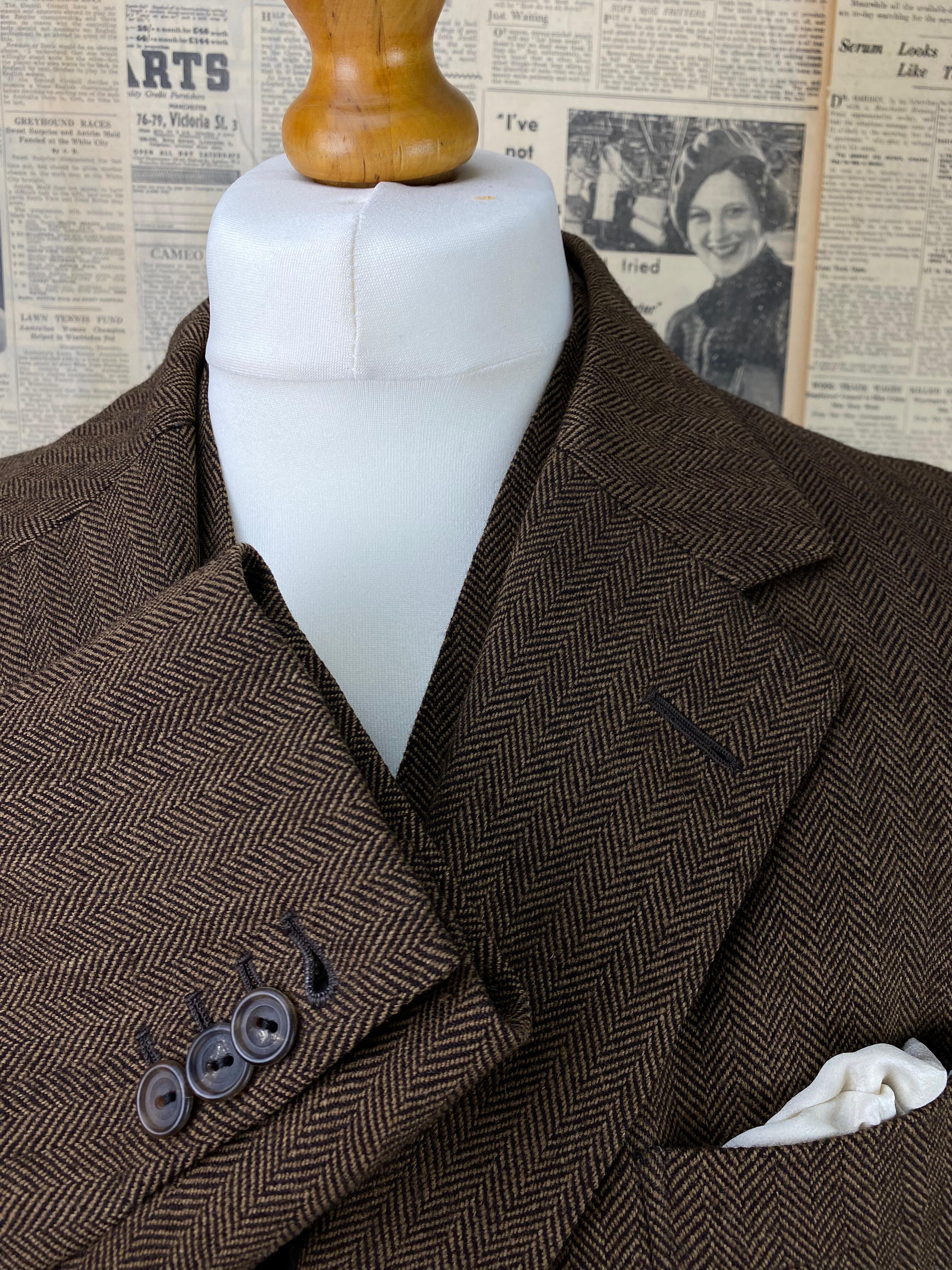 1960's Sandon Savile Row bespoke three piece tweed suit size 40