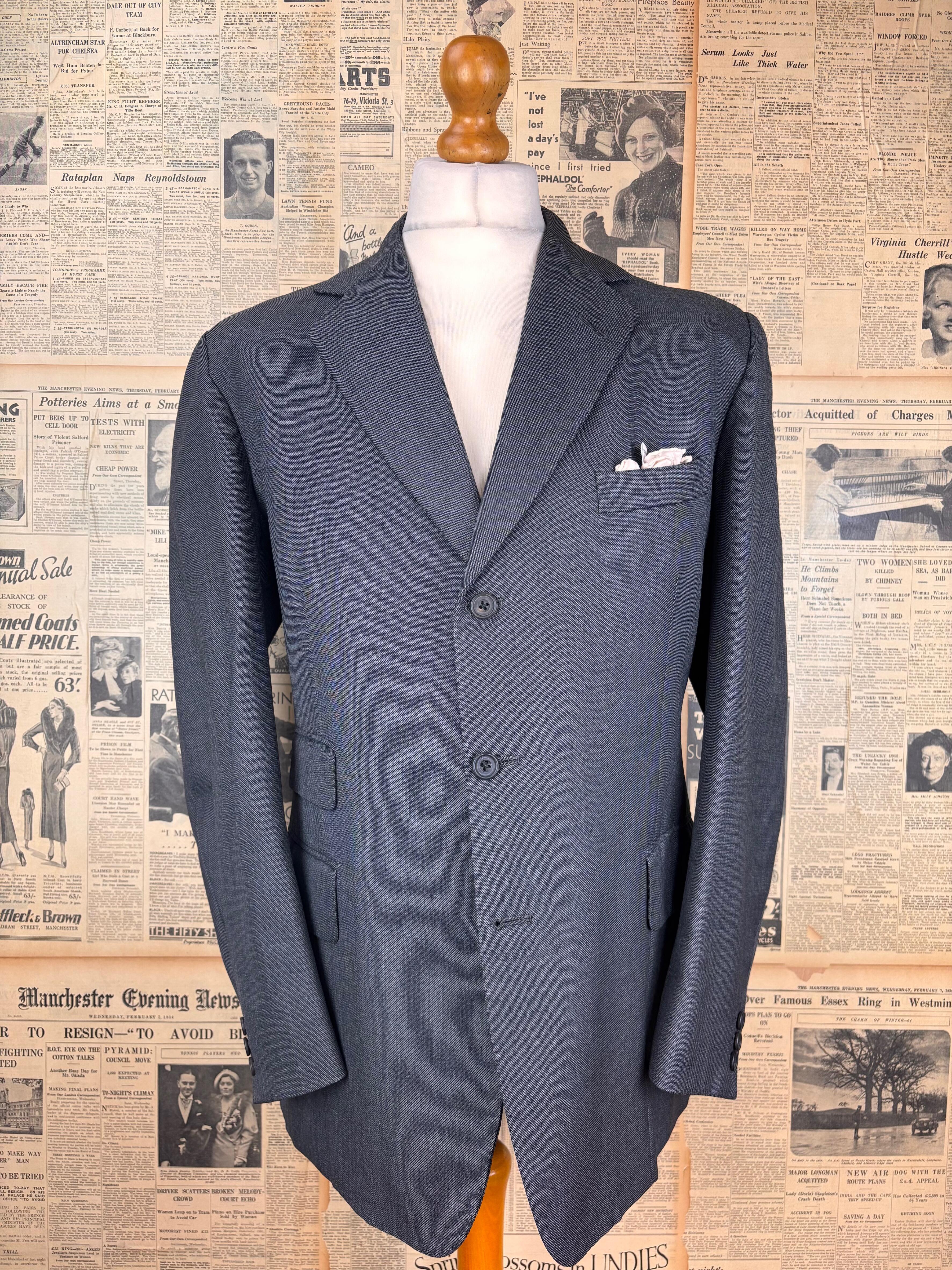 Meyer & Mortimer grey hopsack bespoke suit size 46