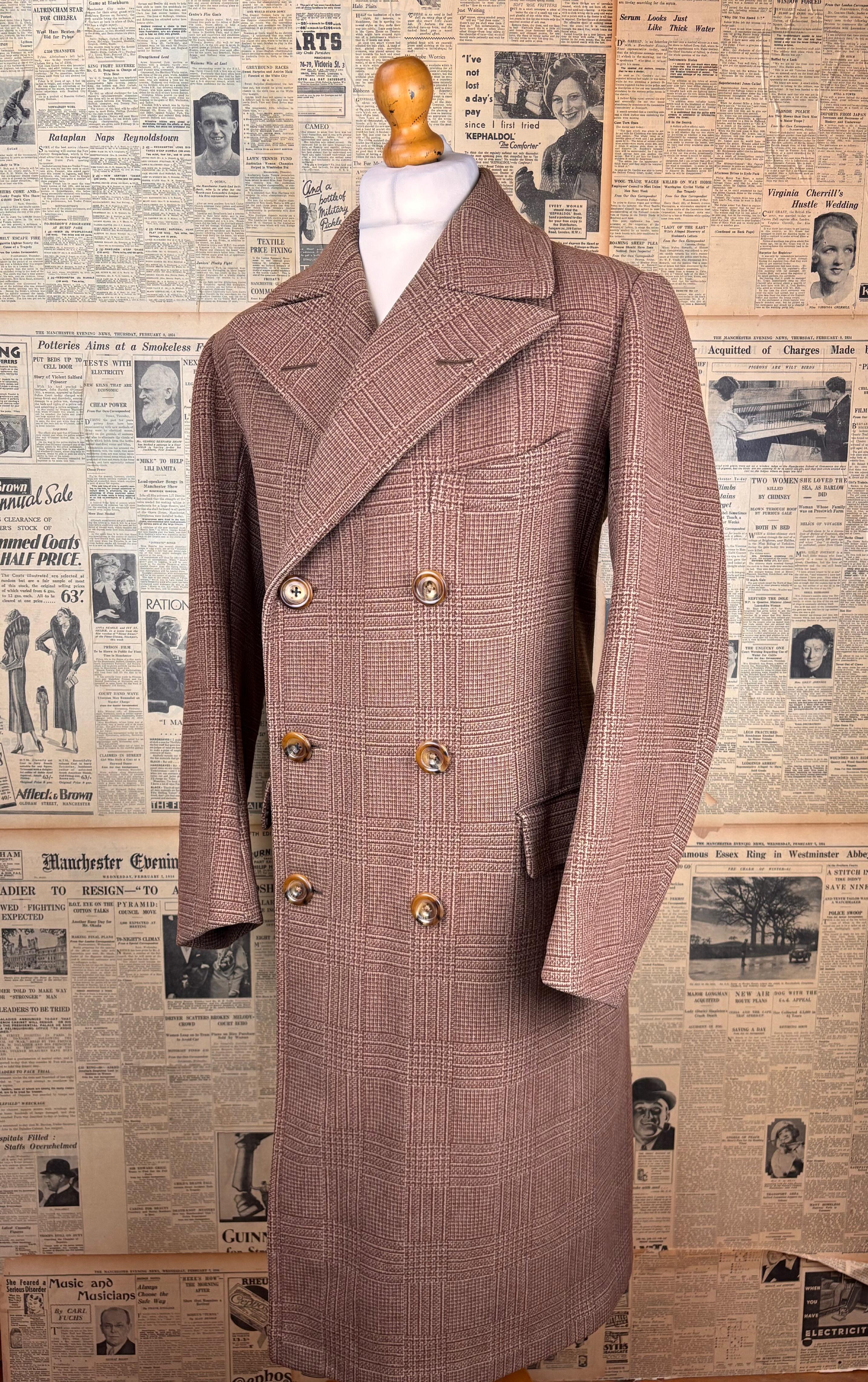 1932 Savile row tweed overcoat from WW1 veteran size 42
