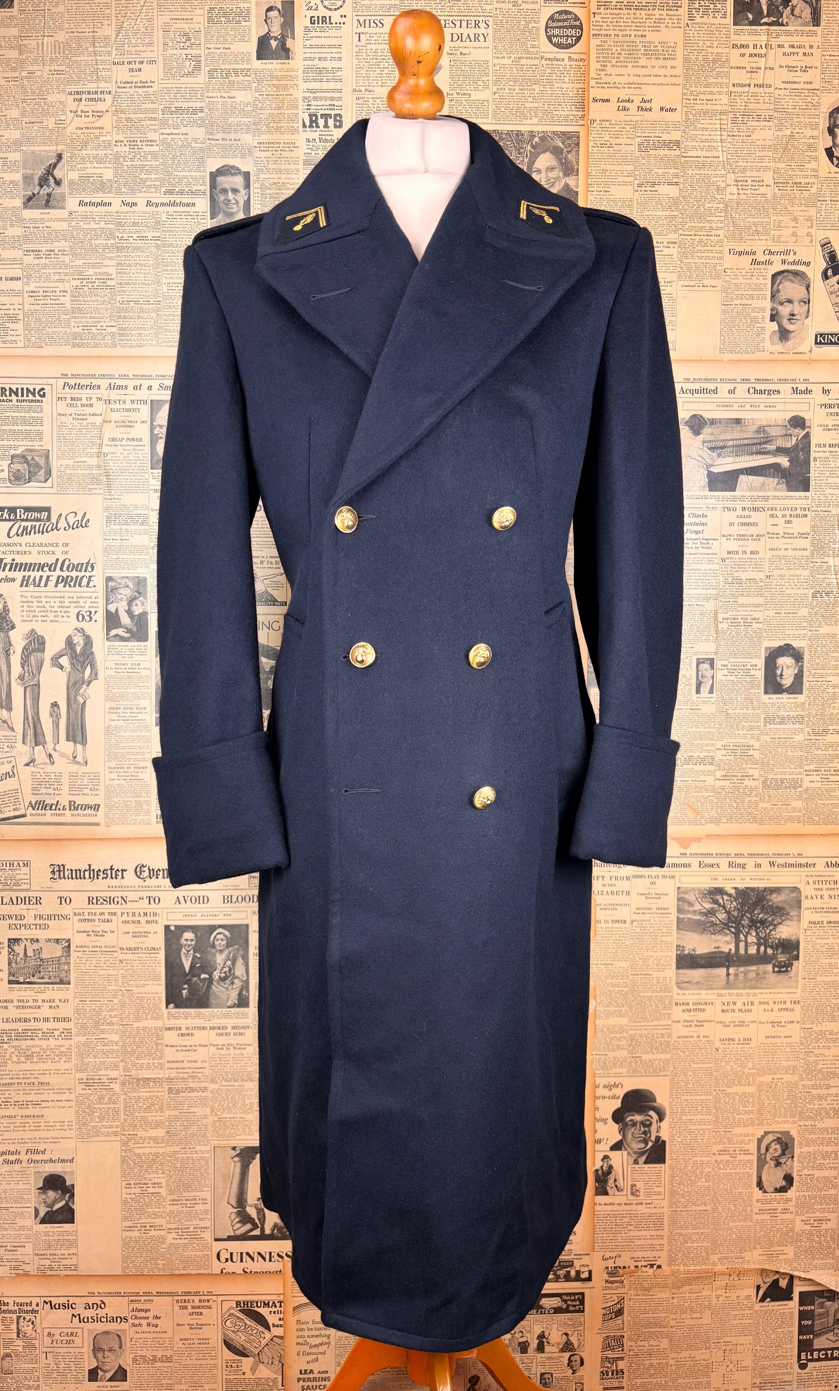 French Naval doe skin greatcoat size 40 reg long