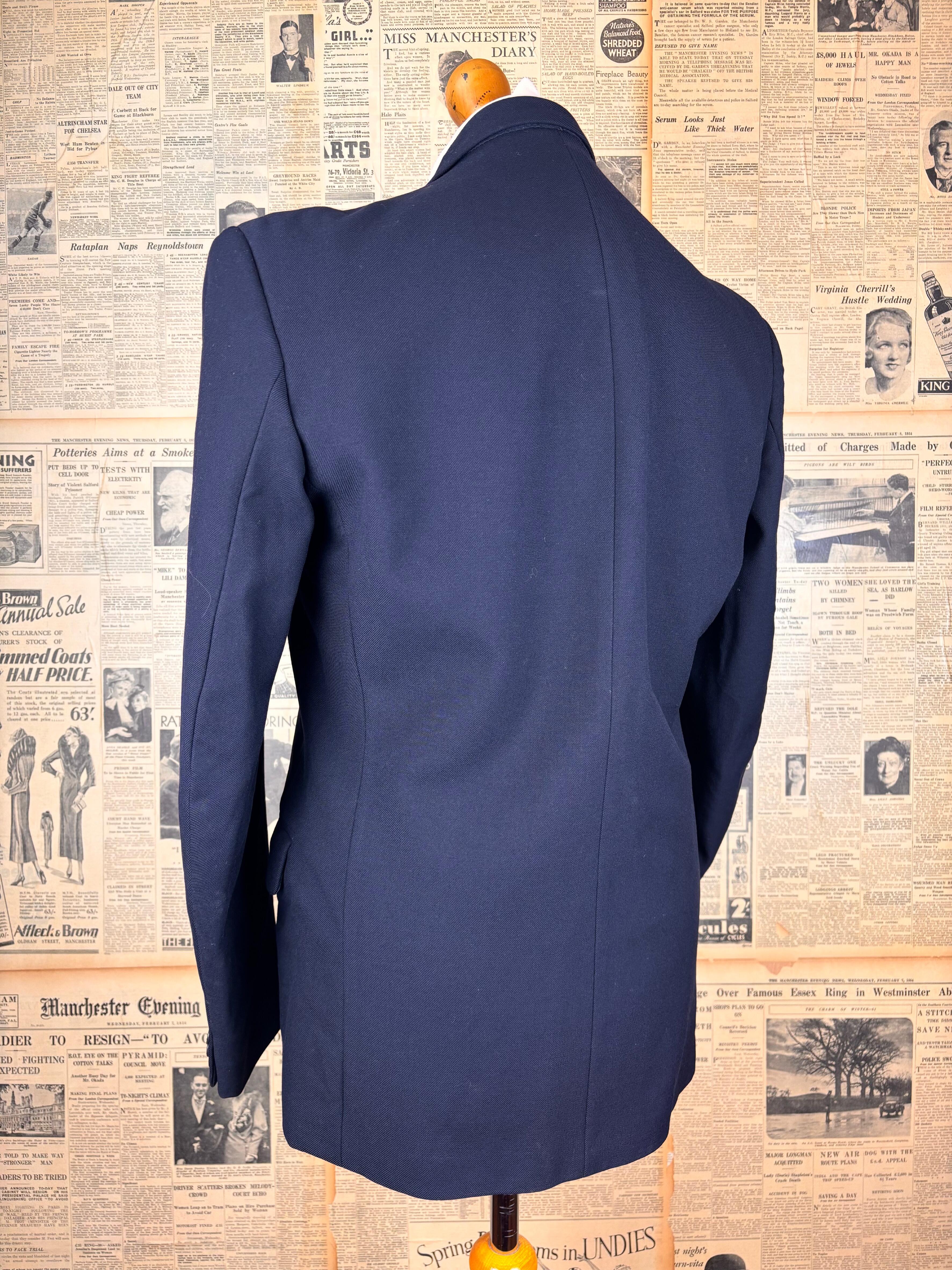1940's style Hardy Amies navy blue suit size 40 long