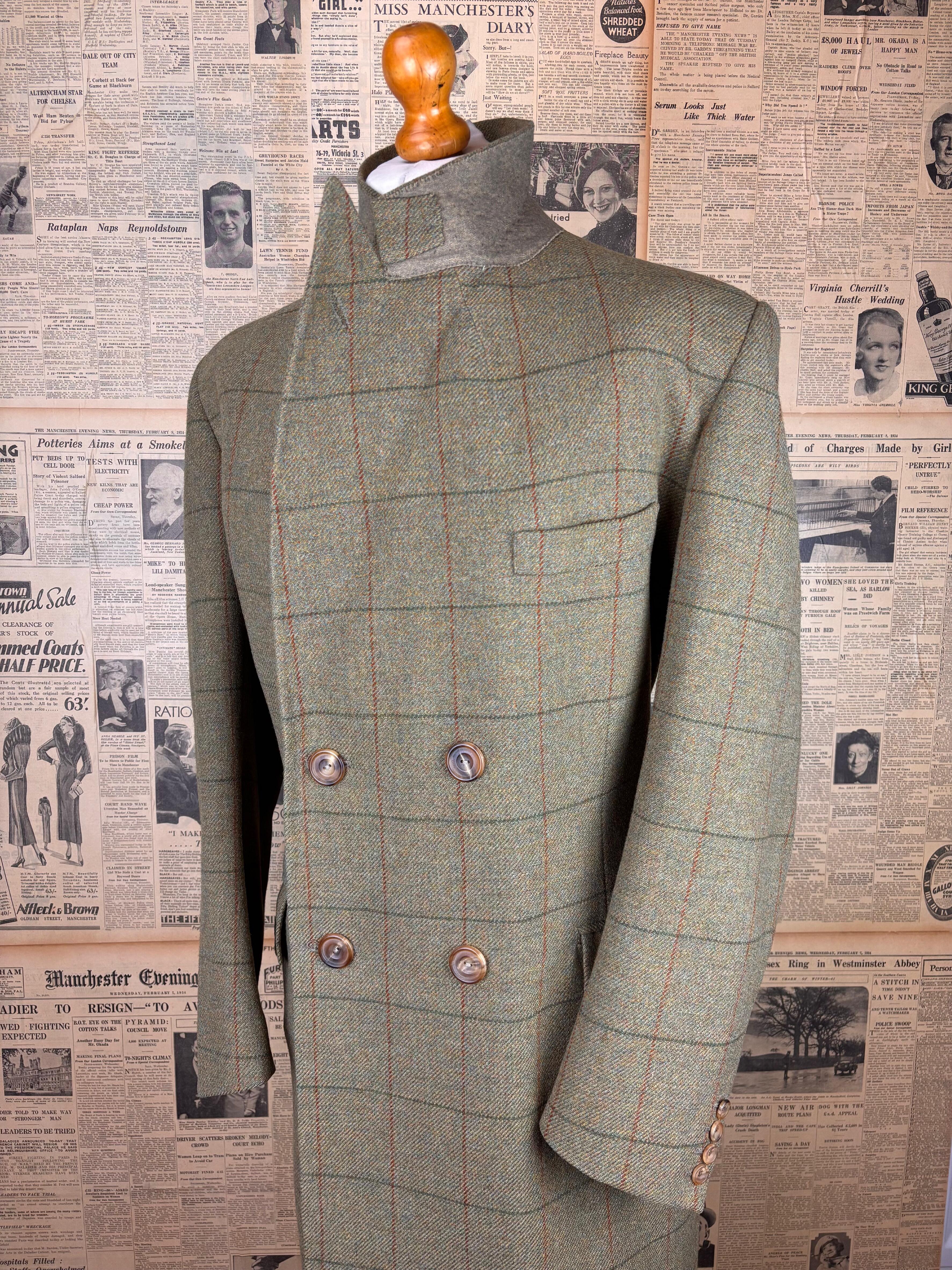 Welsh & Jefferies Savile Row tweed overcoat size 46 long