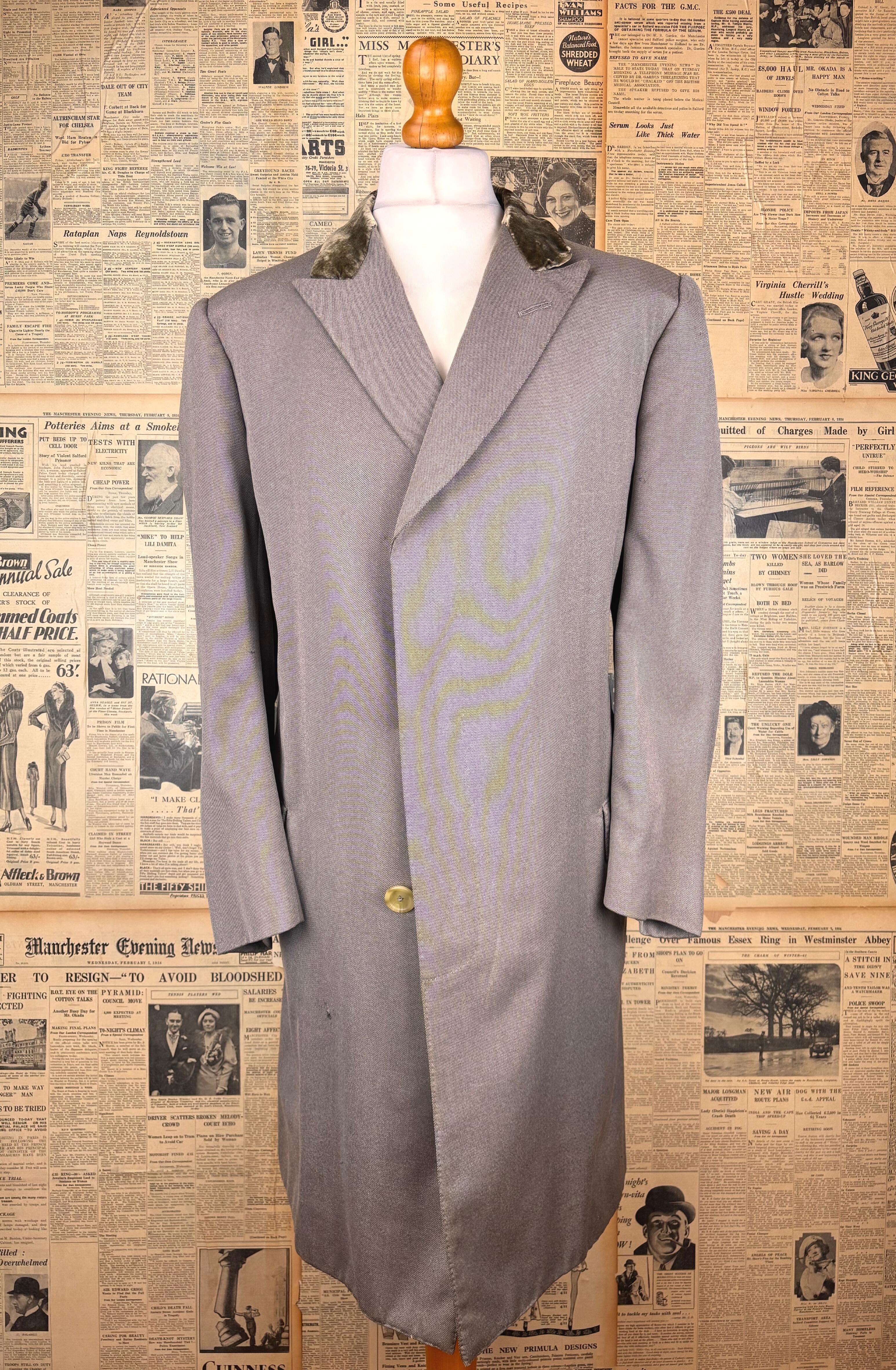 1982 bespoke peak lapel covert coat overcoat size 48