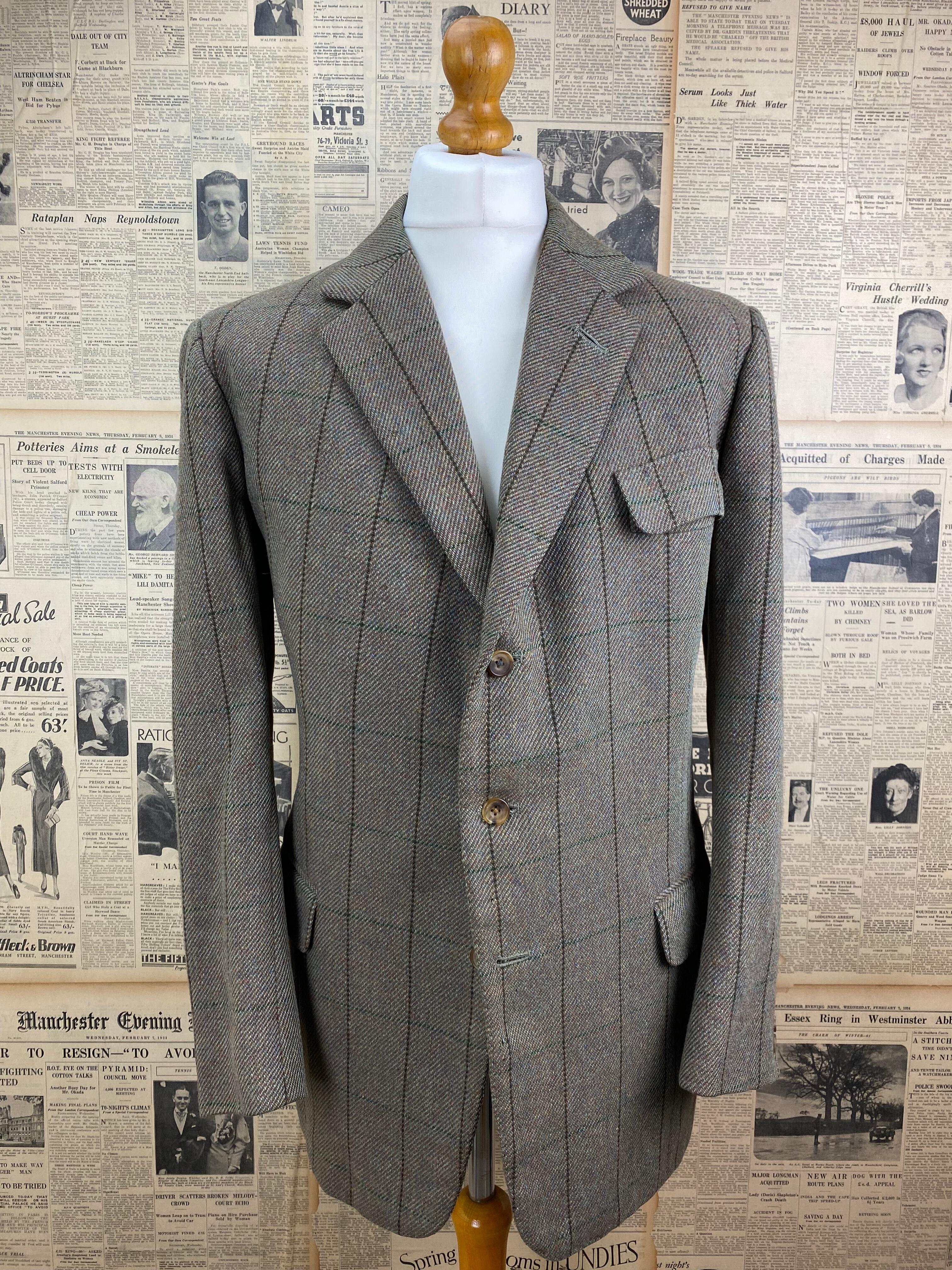Davies Savile Row bespoke heavy tweed shooting suit size 46