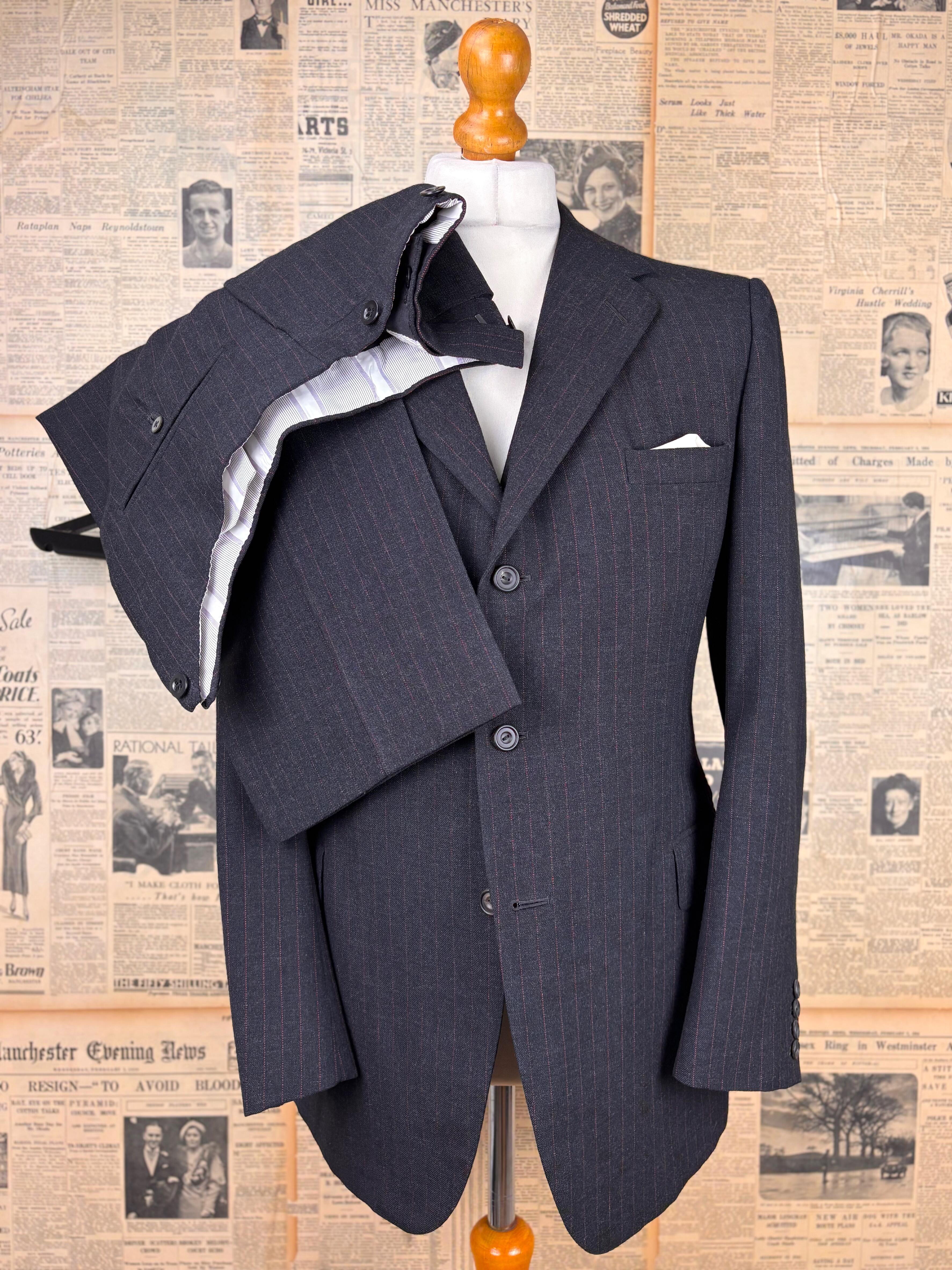 1989 Huntsman three piece grey suit size 42