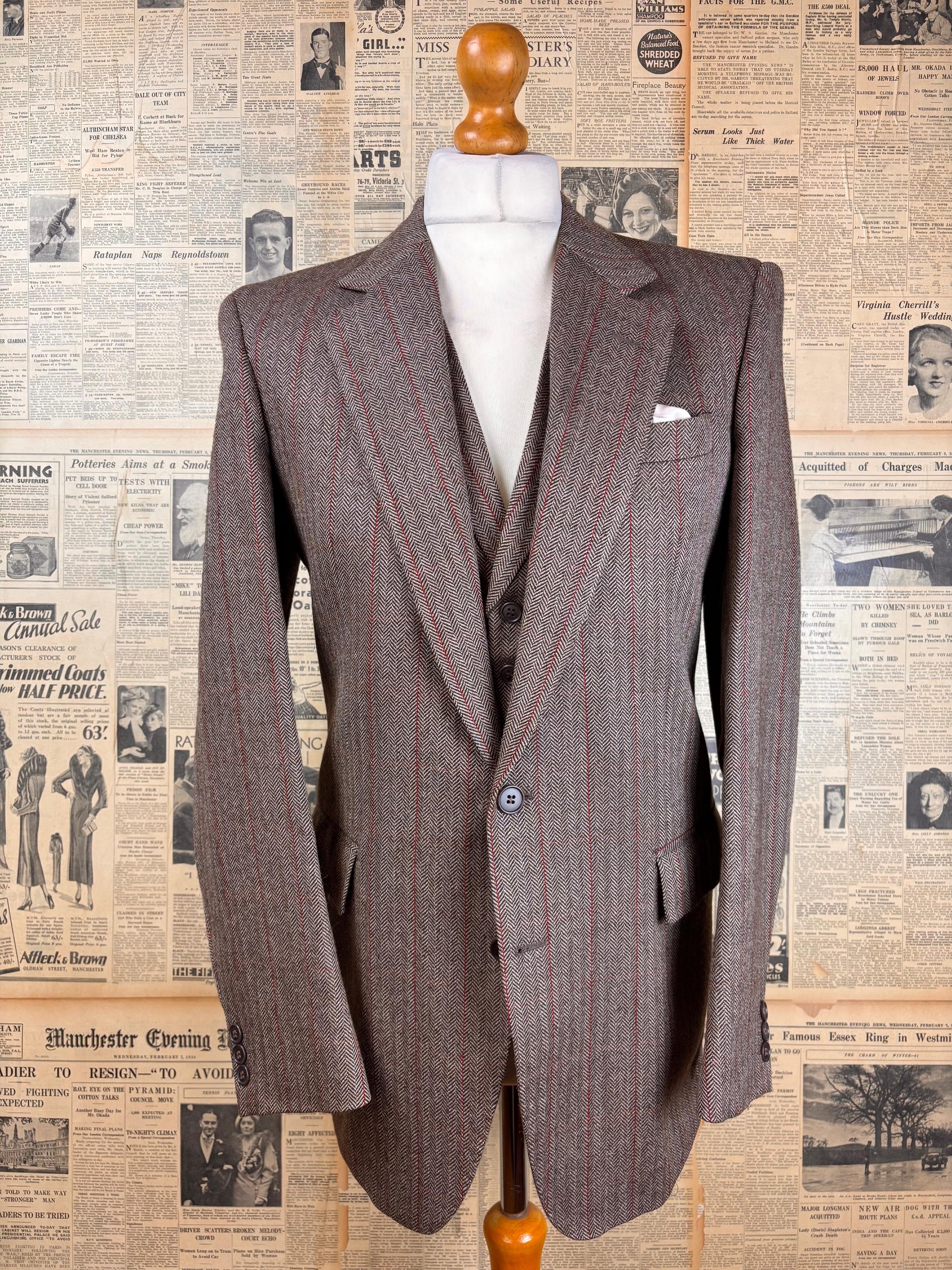Tommy Nutter three piece tweed suit size 38 40 long