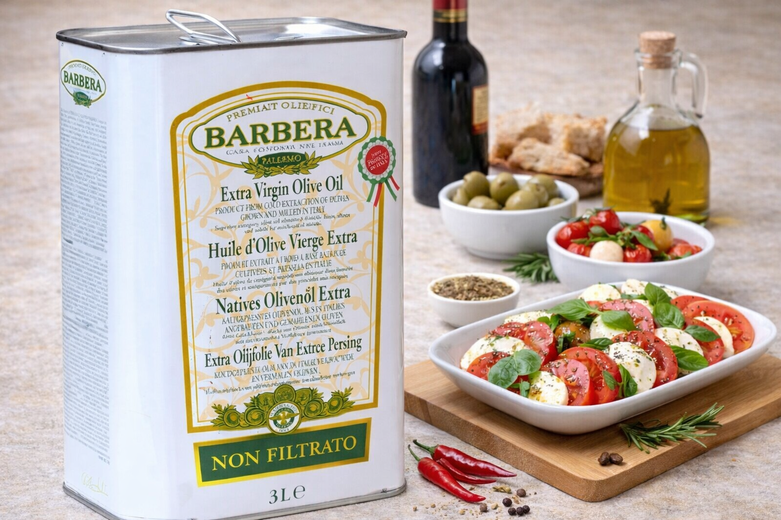 Barbera 100% Italian Extra Virgin Olive Oil Unfiltered 3L – Premium ...