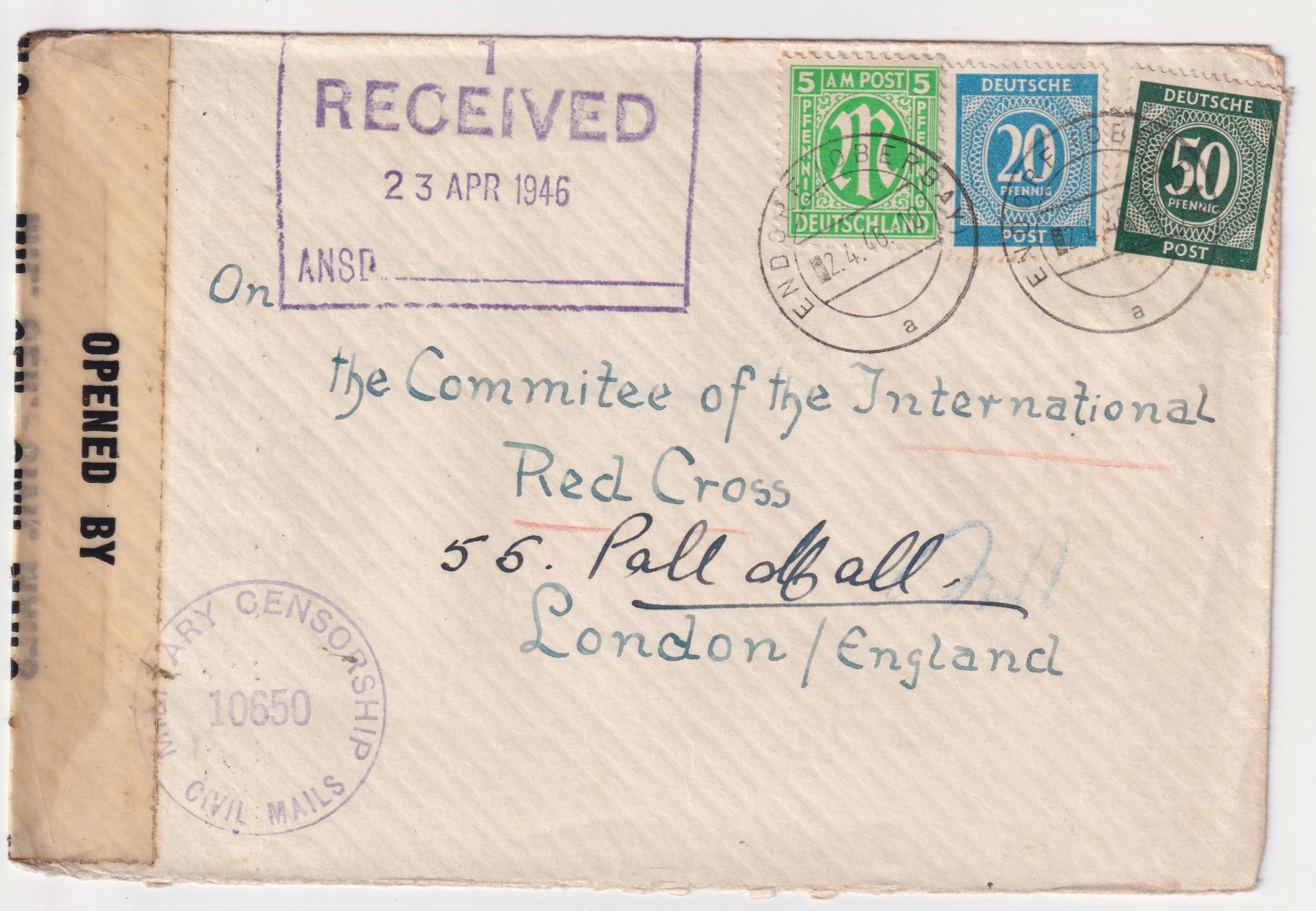 Endorf Obbayern U.S Żonę Germany 1946 Cover Military Censorship Civil ...
