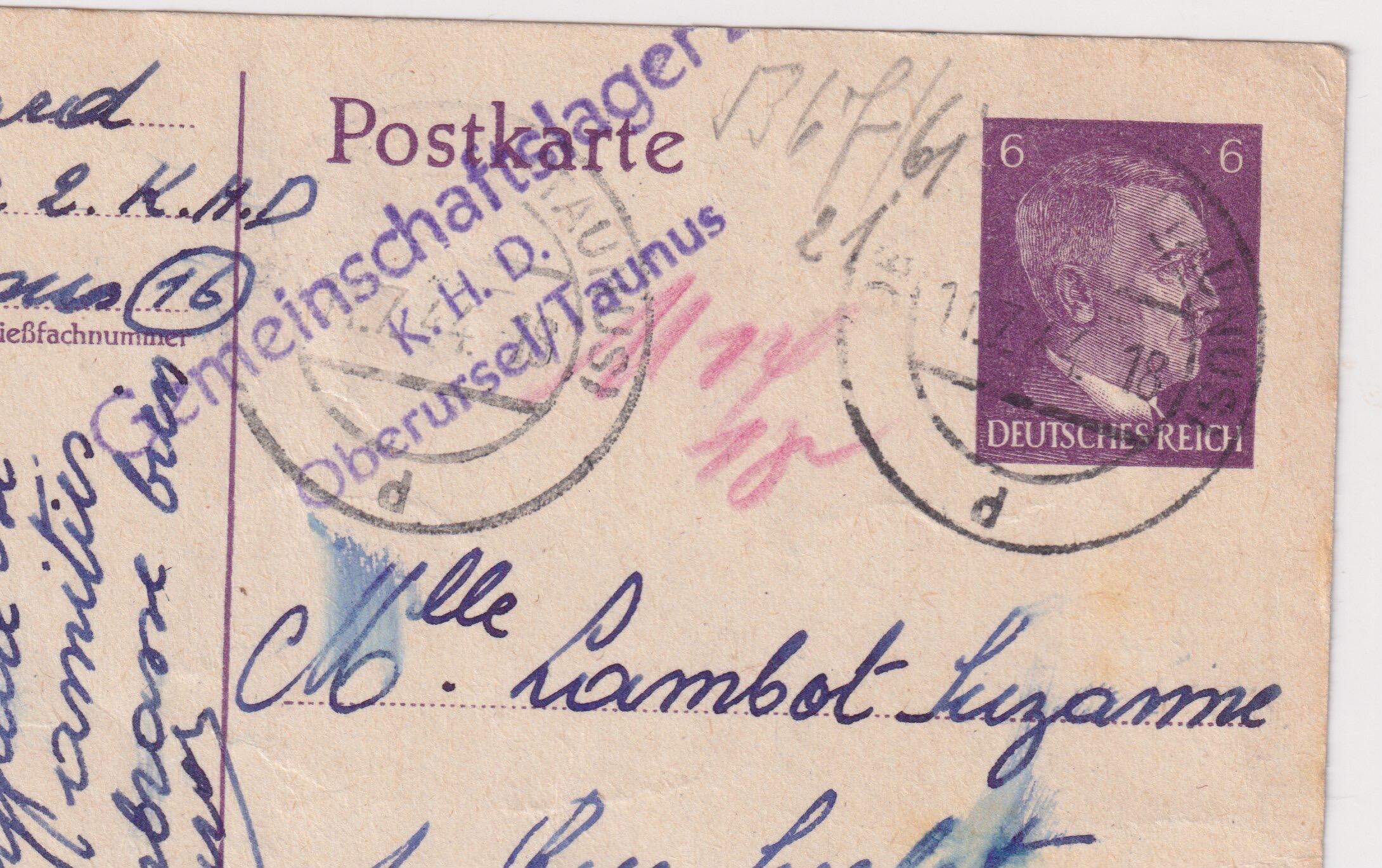 WW2 German Forced Labour Camp Oberursel (Taunus) Censored to Jumet ...