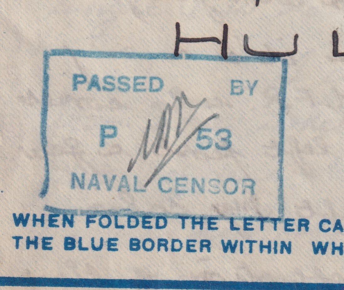 HMS Stag Ismailia Egypt Air Mail Letter 1942 PASSED BY P 53 NAVAL ...
