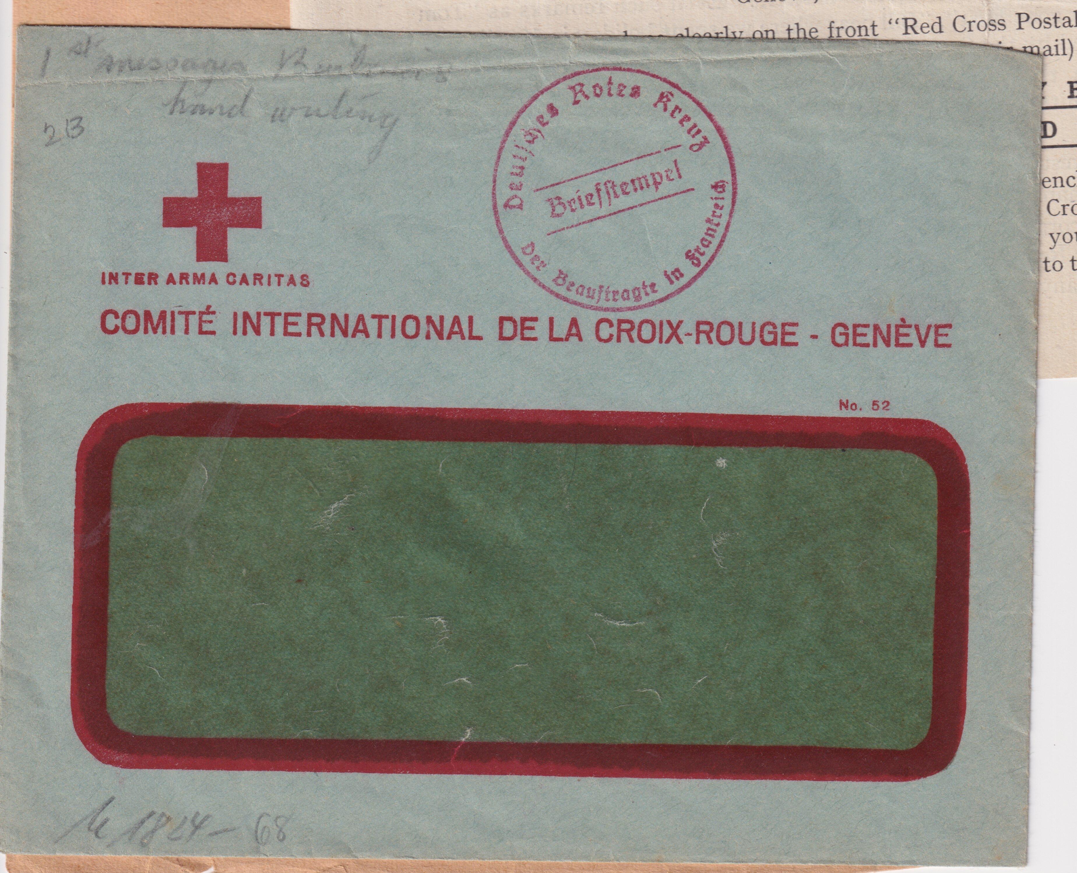 WW2 Red Cross Lot - Cover X Geneva German Red X cachet Instructions ...
