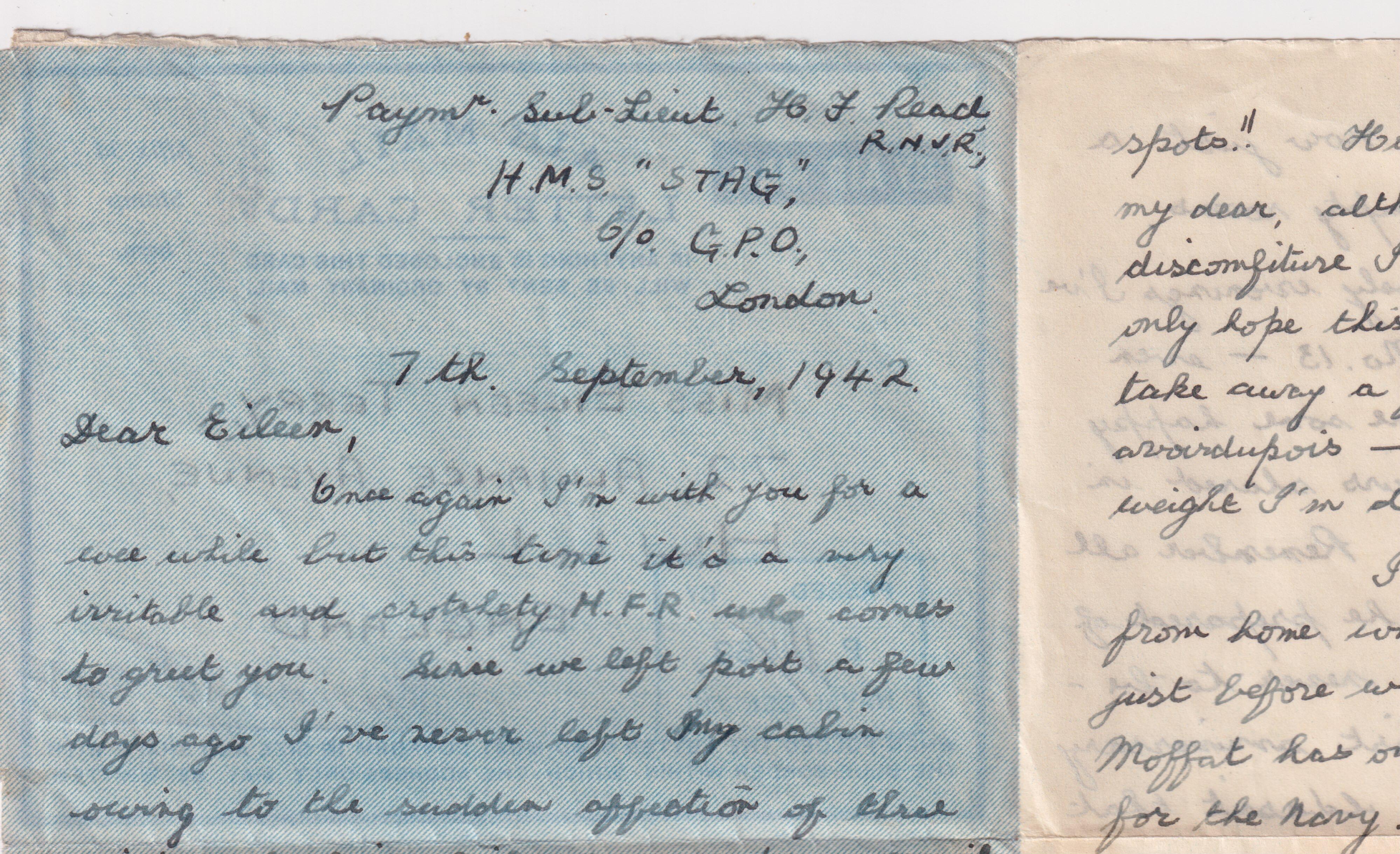 HMS Stag Ismailia Egypt Air Mail Letter 1942 PASSED BY P 53 NAVAL ...