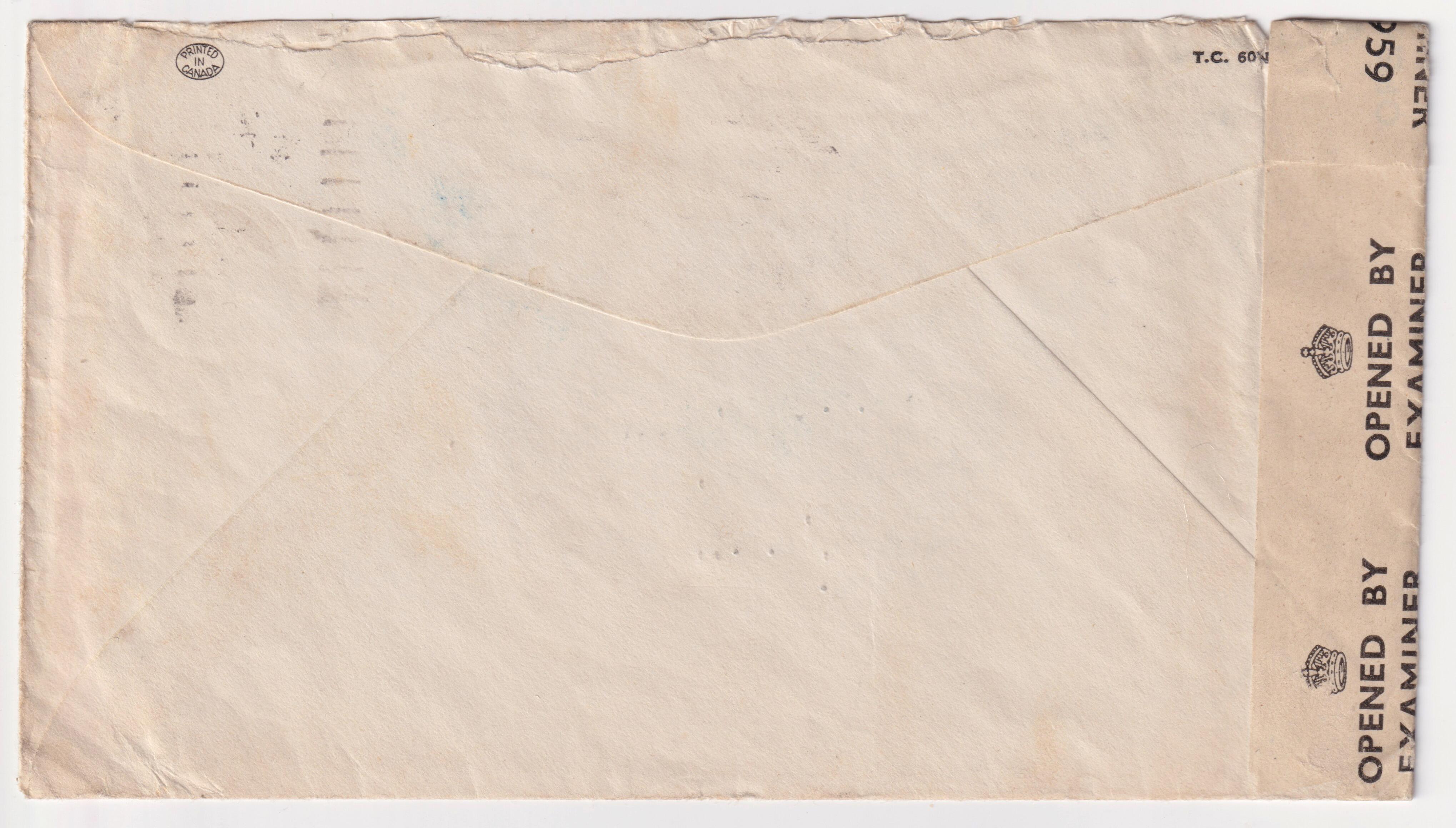 RAF Transport Command Newfoundland FPHS R30/5 1944 Cover CENSORED BY ...