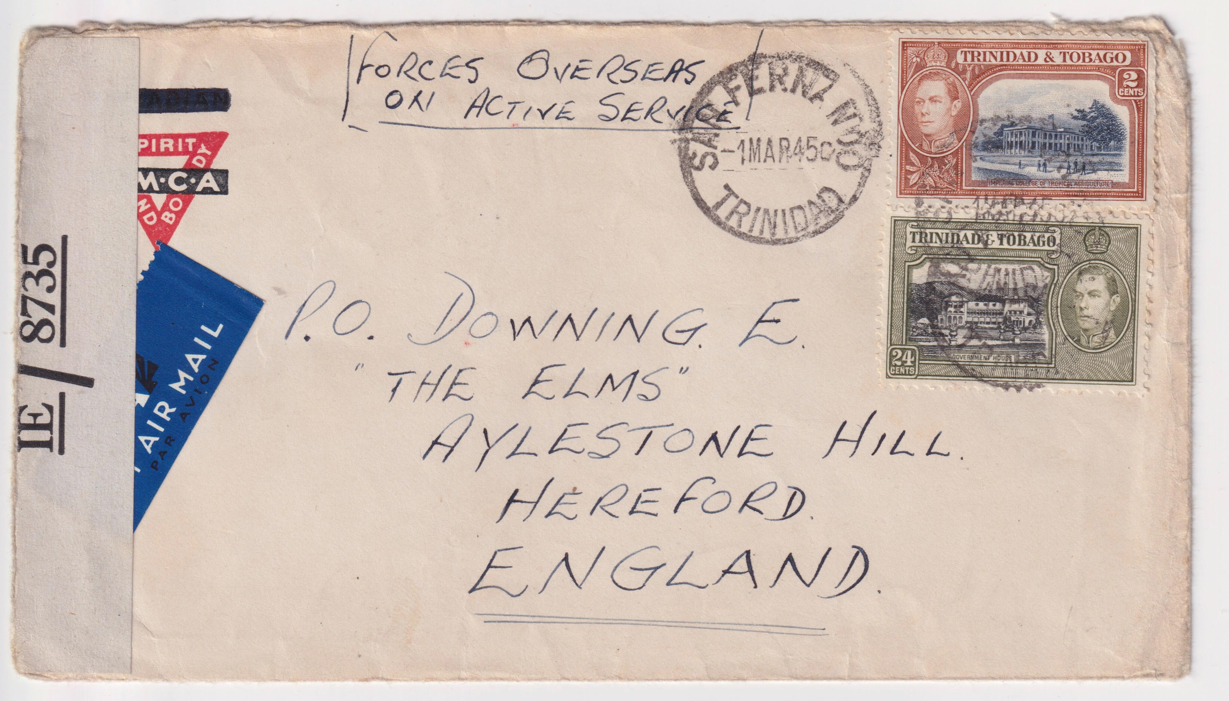 WW2 Forces Overseas On Active Service Cover San Fernando Trinidad RAF ...