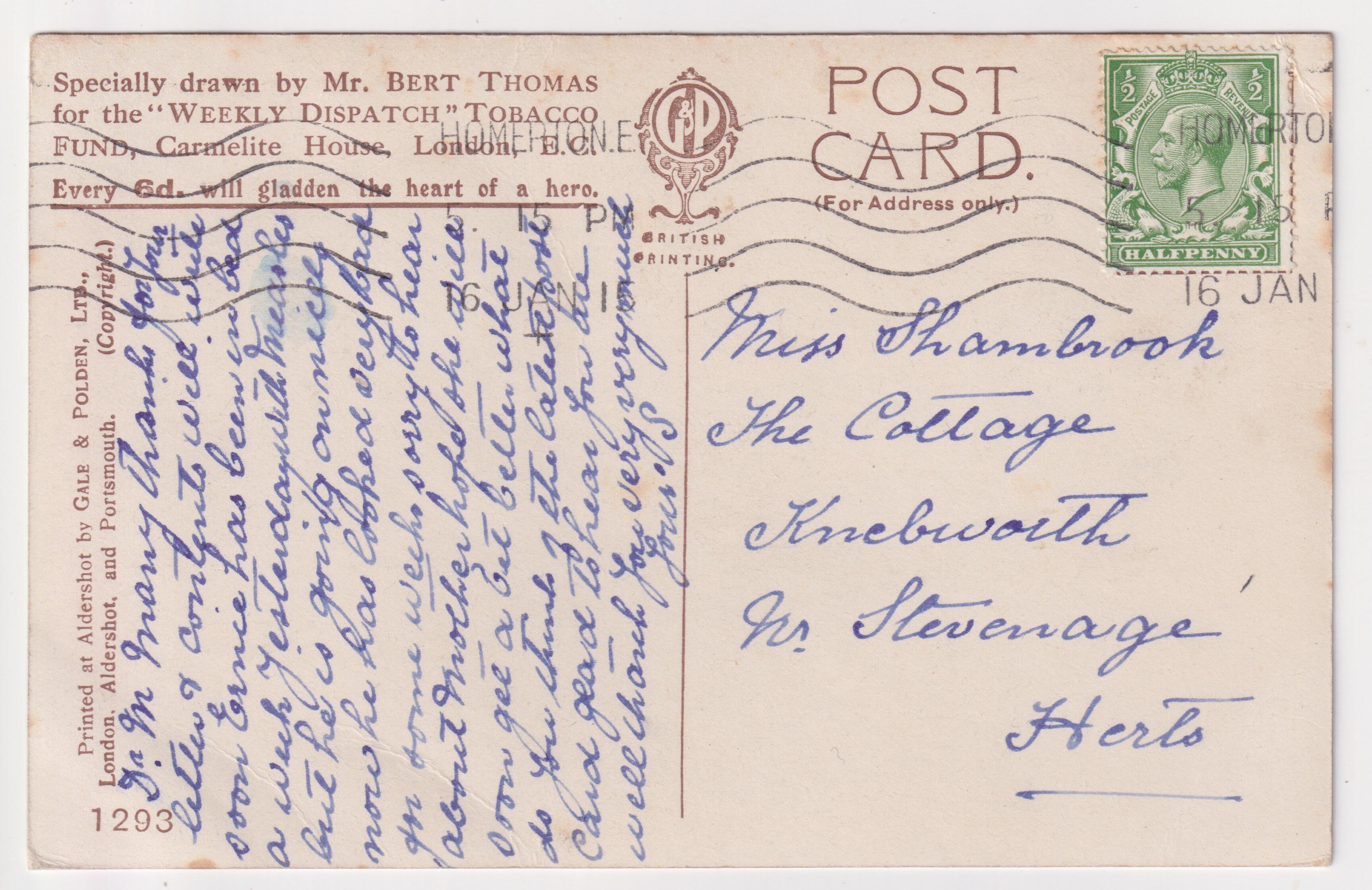 Arf A Mo Kaiser WW1 Bert Thomas "Weekly Dispatch' Tobacco Fund Postcard ...