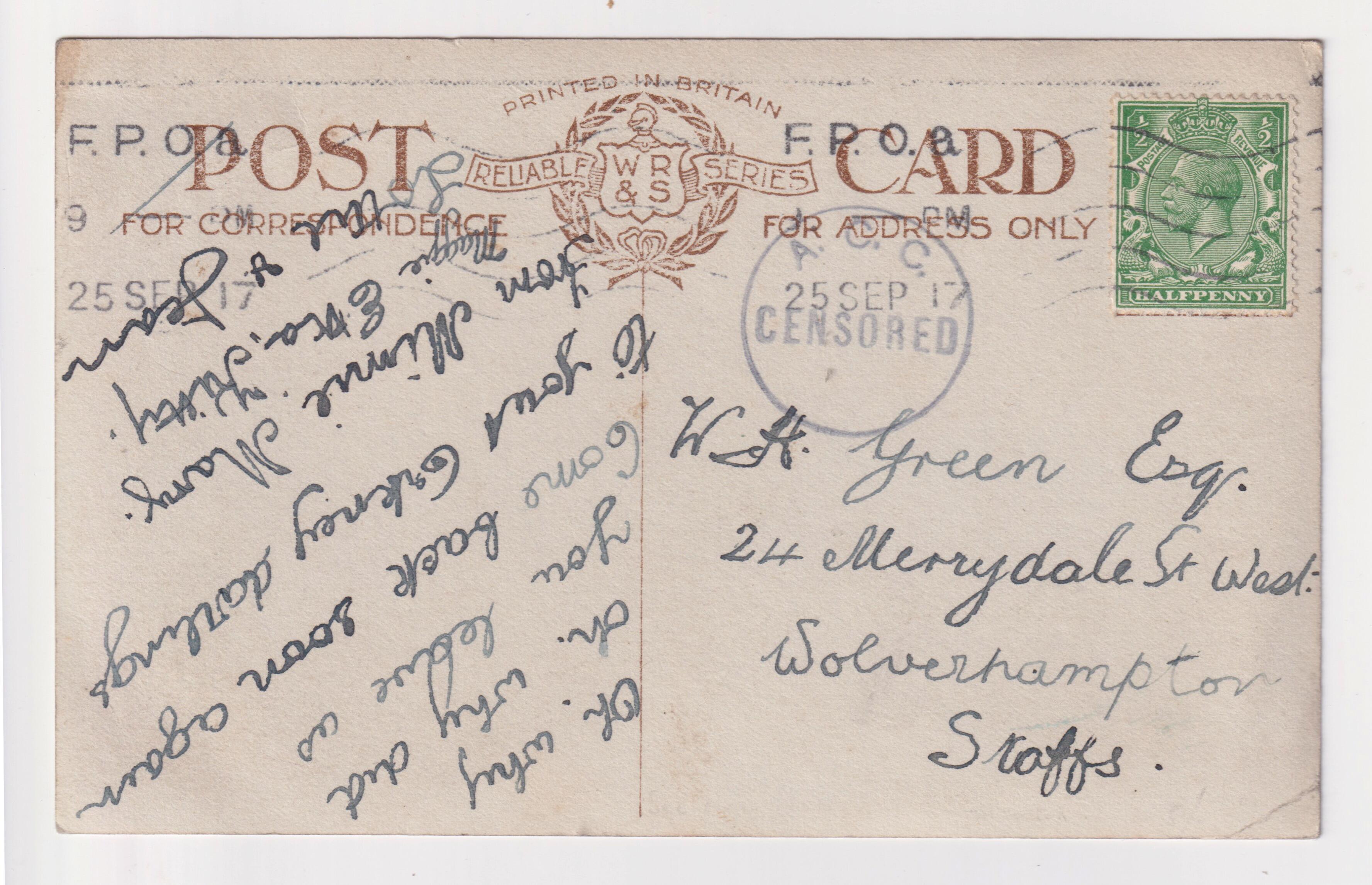 WW1 Kirkwall Orkney Postcard 1917 FPO.a ACC Censored Airfield ...
