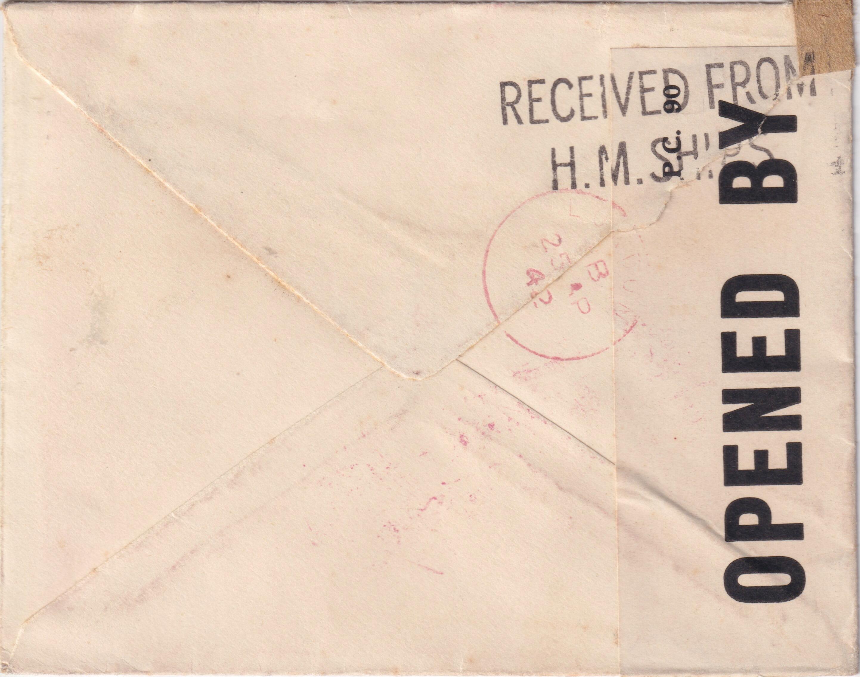 WW2 Chester Cover to RN Liaison Officer Virginia Returned to Sender ...