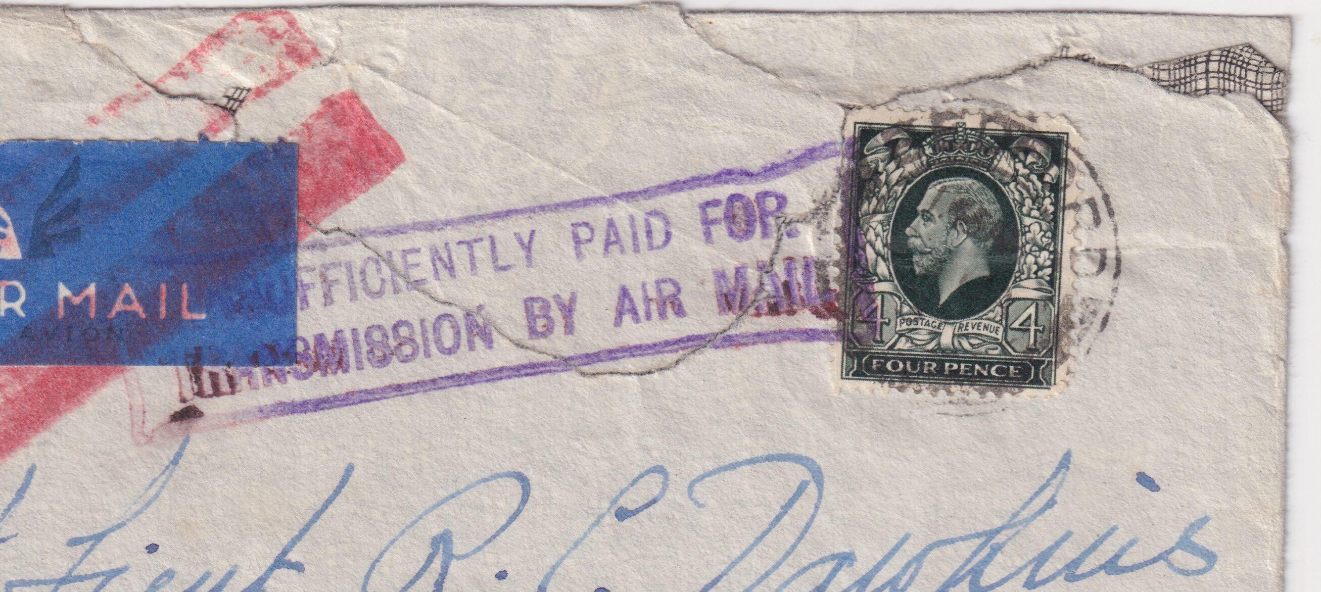 820 Squadron FAA HMS Courageous Cover Insufficiently Paid AirMail Cover